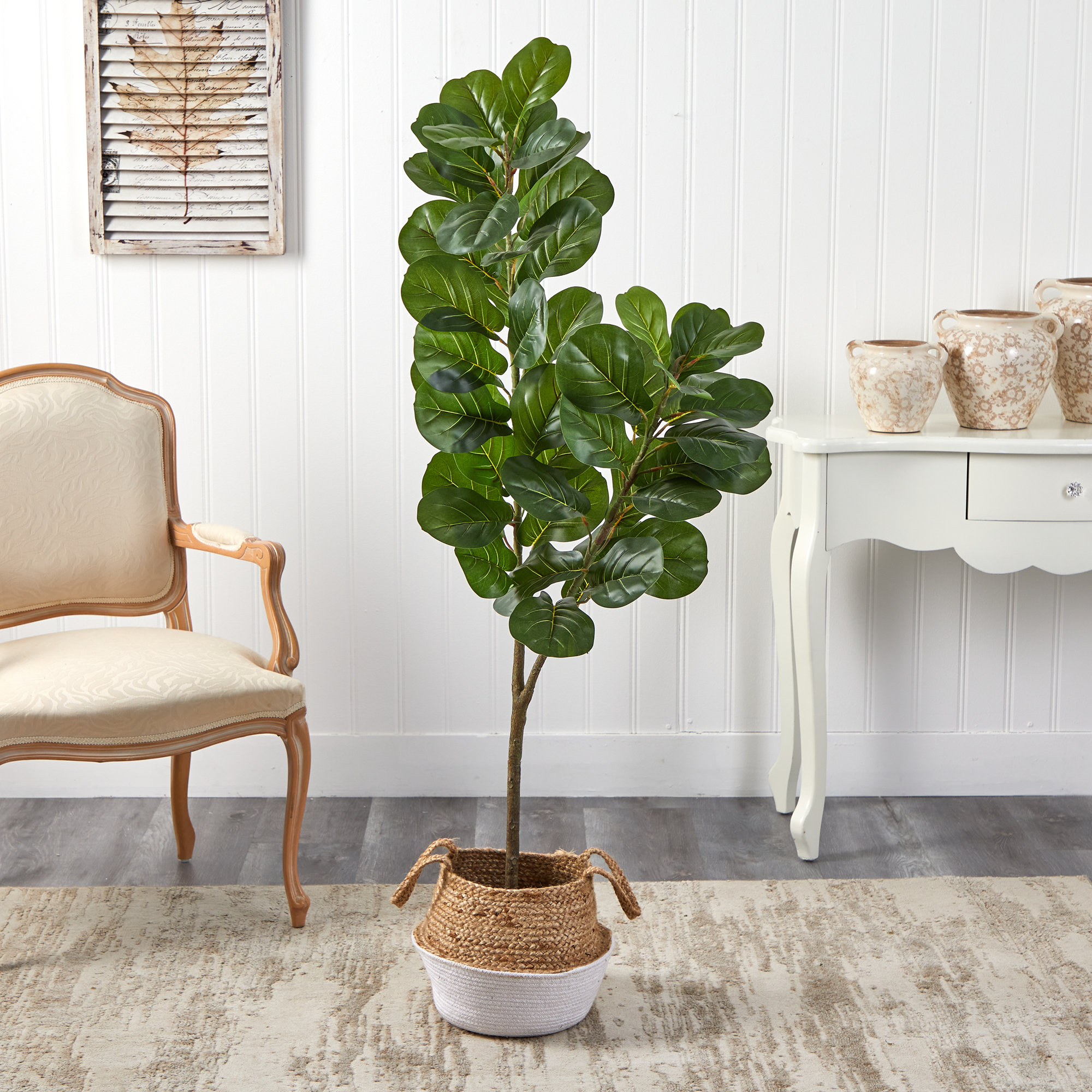 Primrue 54'' Artificial Fiddle Leaf Fig Tree in Planter | Wayfair