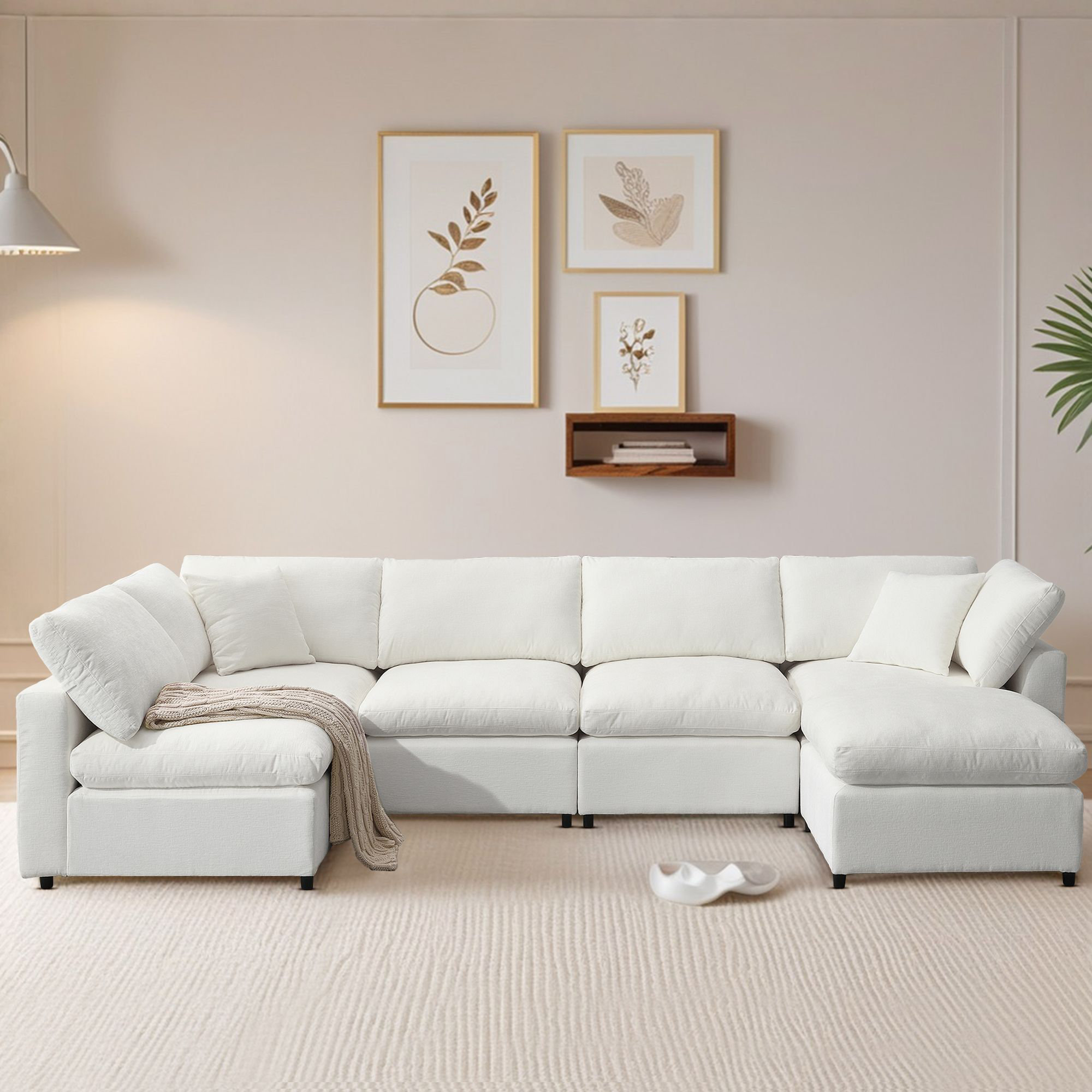 Latitude Run® 6 Pieces Modular Sectional Sofa Comfy Chenille ...