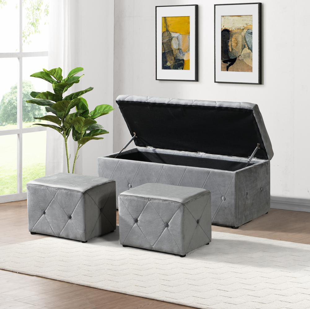 Ebern Designs Tufted Rectangle Storage Ottoman 2 Ottomans For ...