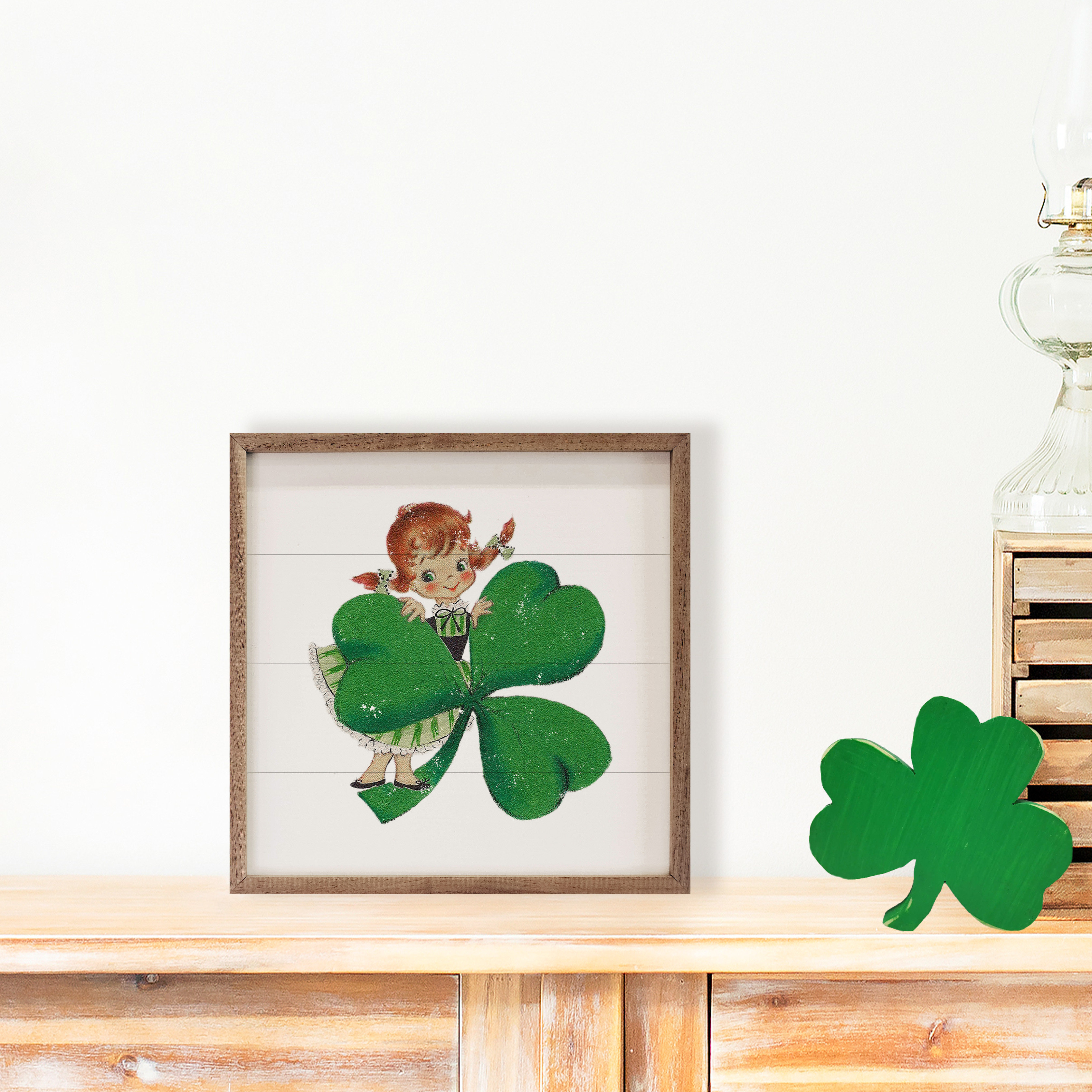 The Holiday Aisle® Girl With Shamrock White | Wayfair