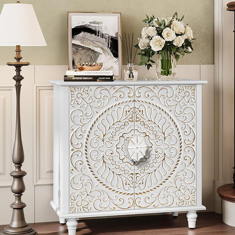 Bungalow Rose Accent Cabinet with 2 Doors, Decorative Storage Cabinet ...