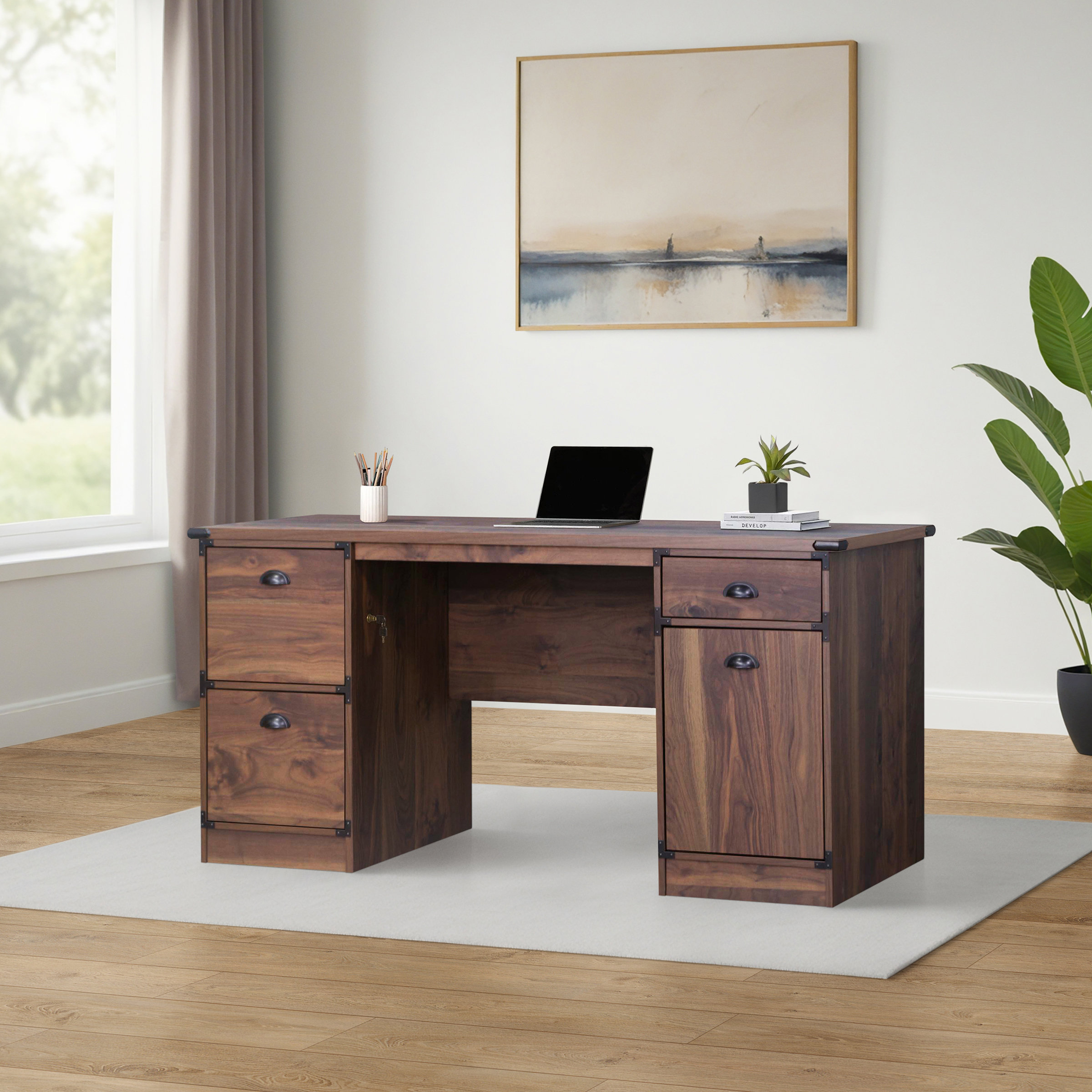 Laurel Foundry Modern Farmhouse® Philo 61.4'' W Rectangle Executive ...