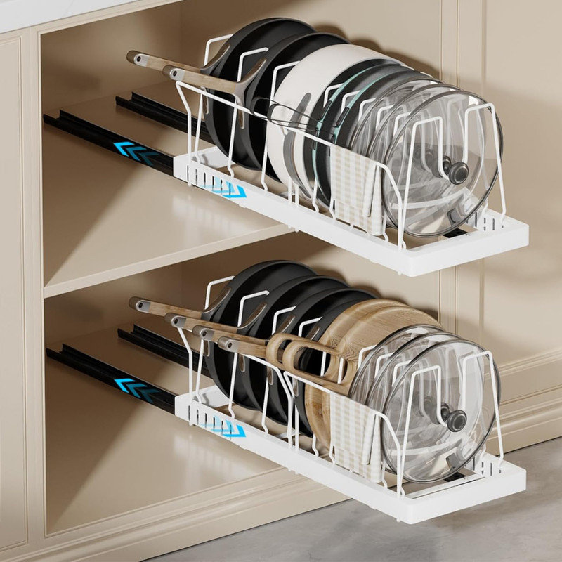 Latitude Run® 2 Pack Pots and Pans Organizer Under Cabinet, 22" Deep ...