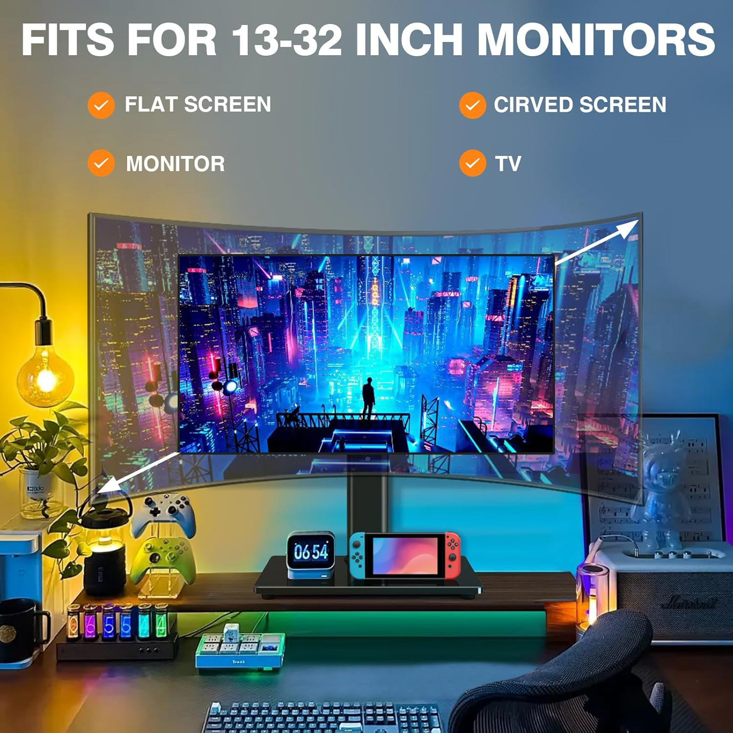 TWDAI Universal Monitor Stand With Height Adjustable, Swivel, Tilt, And ...