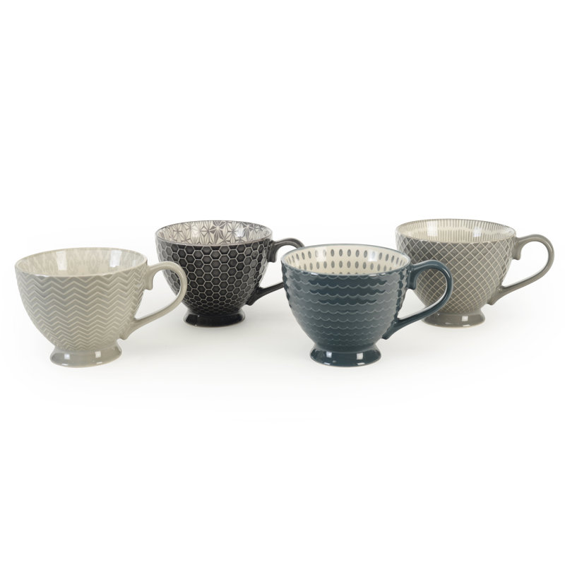 Dakota Fields Gray Collection S/4 Footed Mugs & Reviews | Wayfair