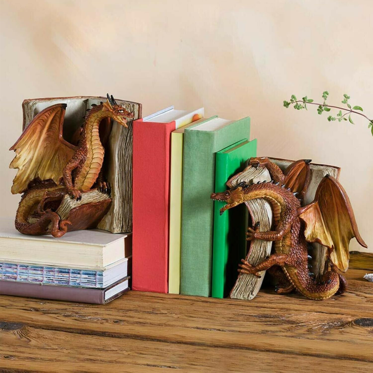 AMIPOR 1 Pair Vintage Shelf Decor, Gothic Dragon Bookends, Medieval ...