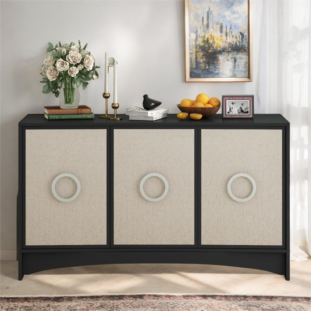Ebern Designs Curved Design Storage Cabinet With Three Doors And ...