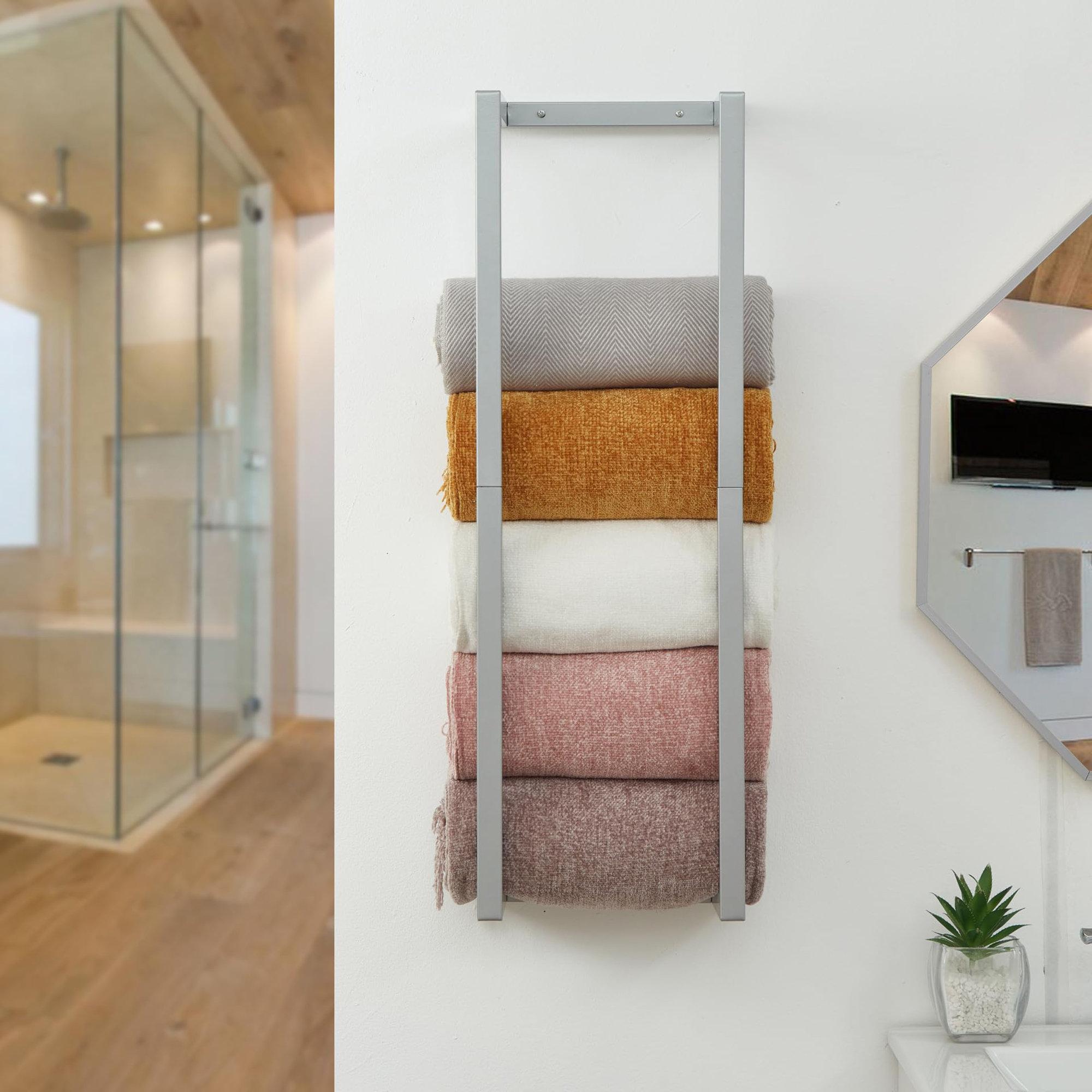 ONFRJFVR Wall-mounted metal bathroom storage rack | Wayfair