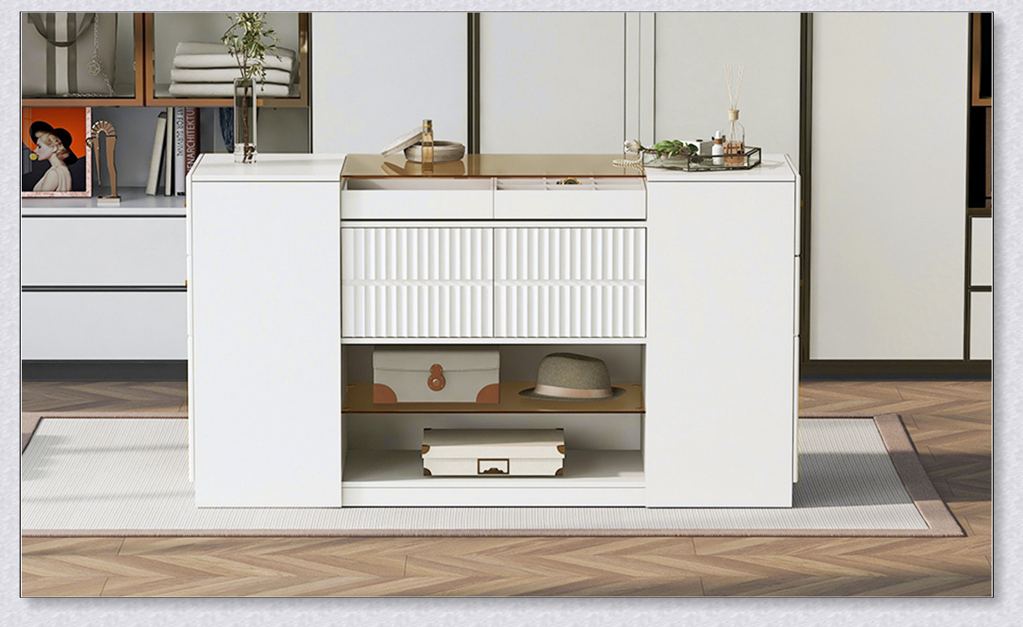 Latitude Run® Modern Luxury Multi-Functional Island Vanity Dresser and Storage Cabinet | Wayfair