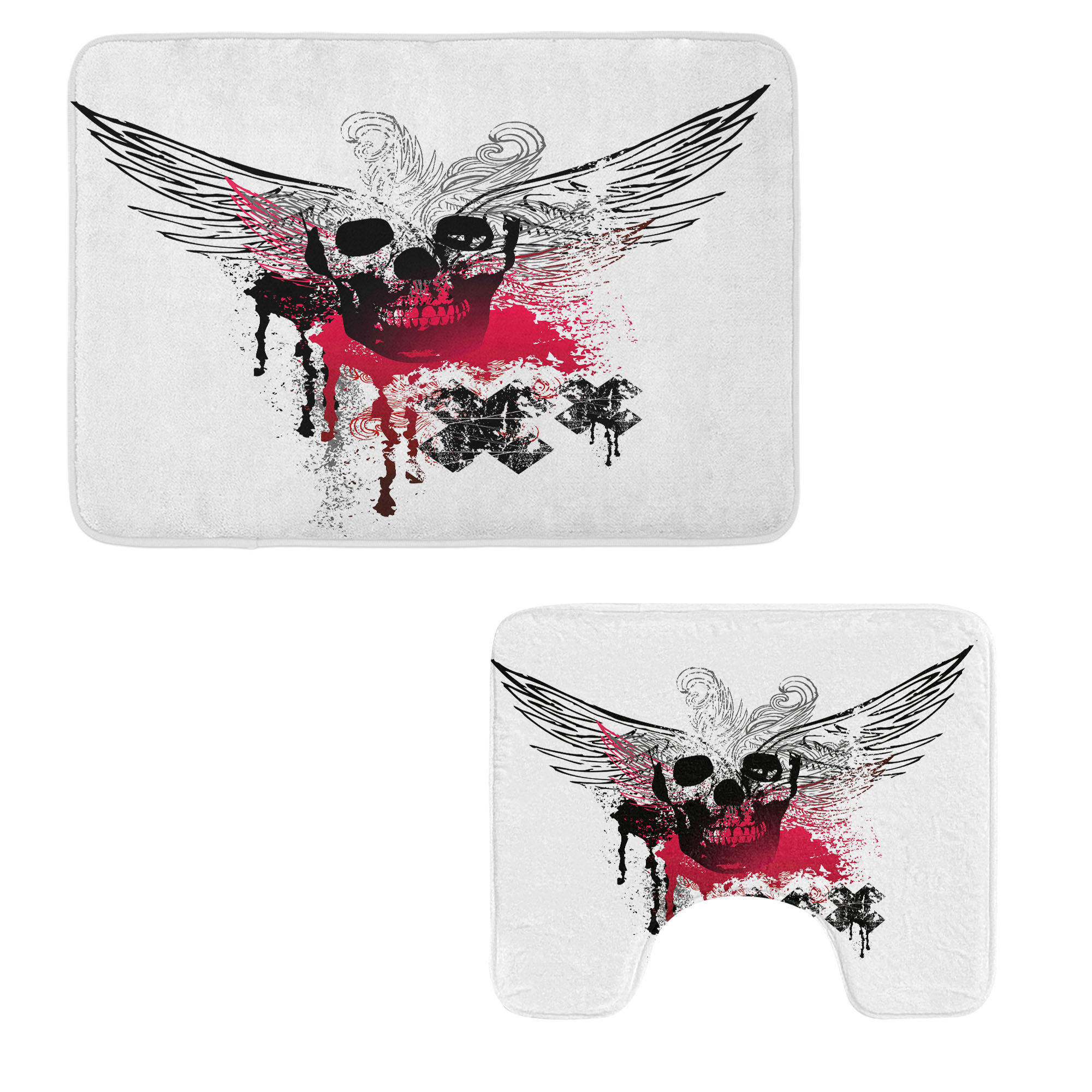 East Urban Home Skull Bathroom Rug Set 2 Pieces Rectangle & Contour ...