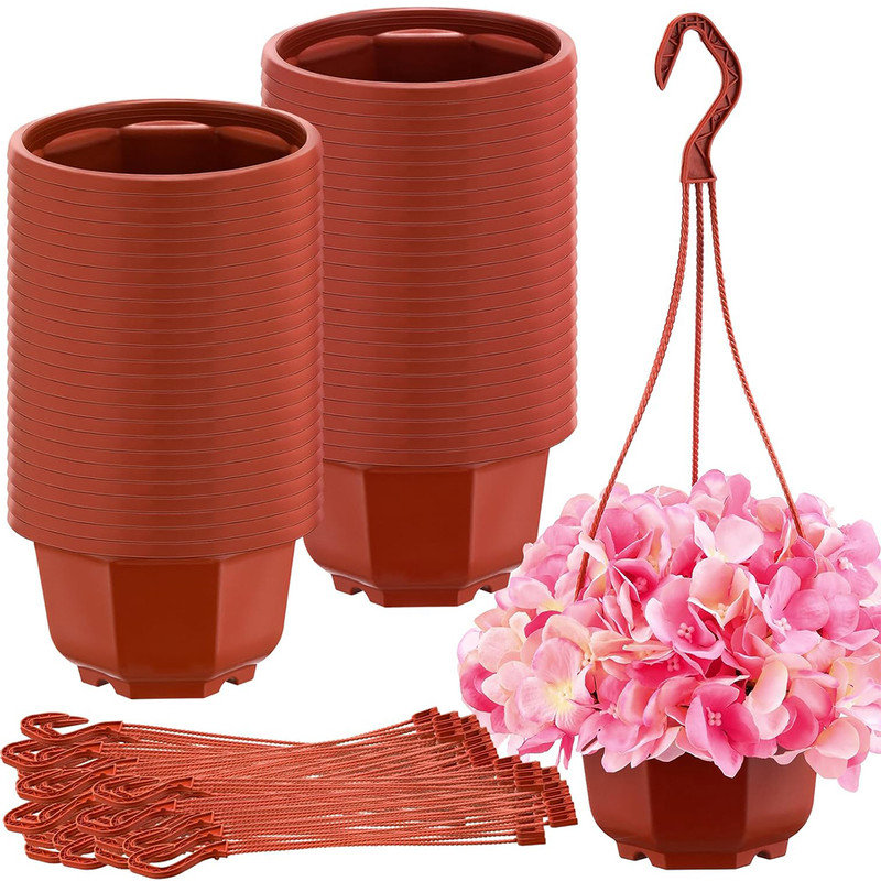 Latitude Run® 50 Pcs Plastic Hanging Plant Pots 5.2 Inches Hanging ...