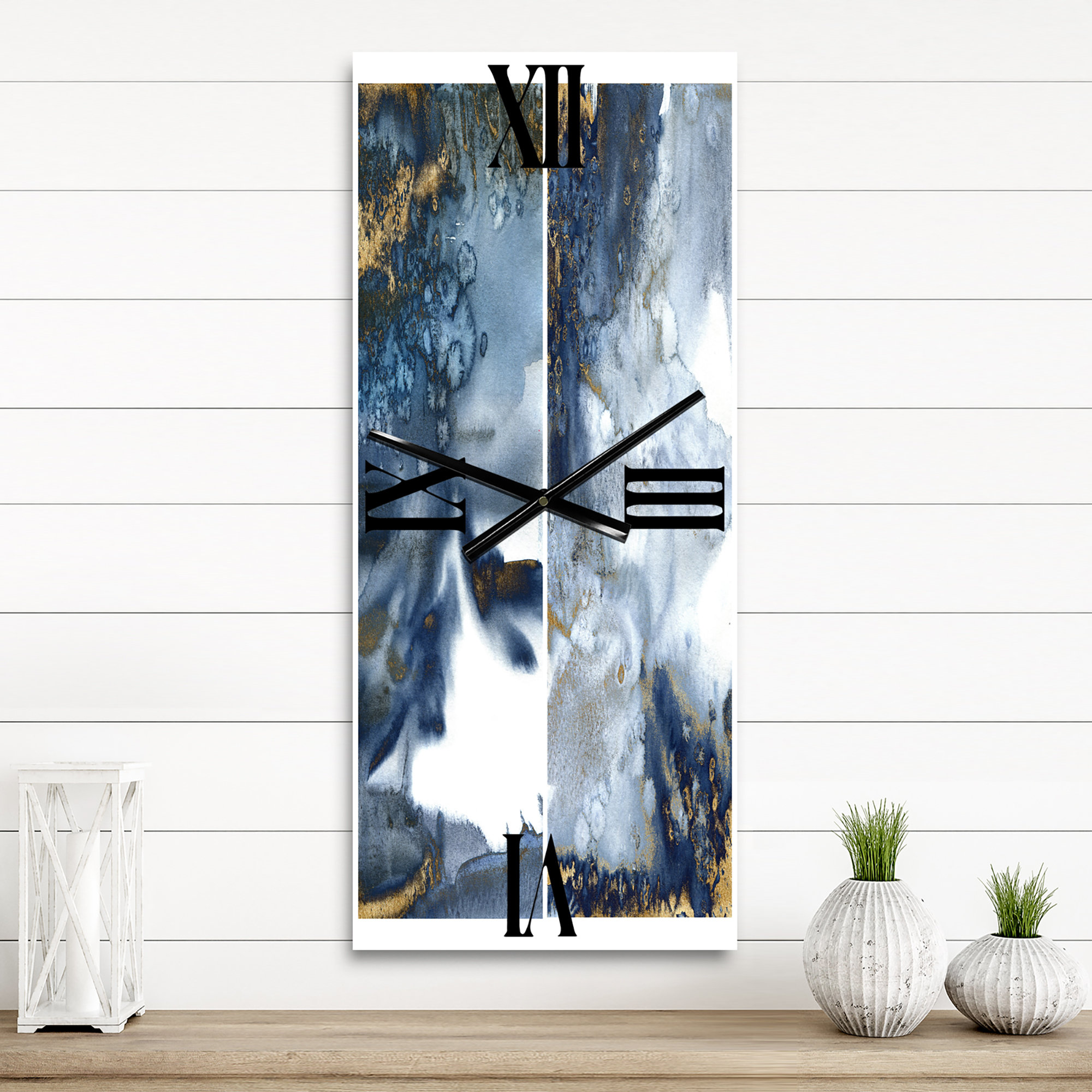 East Urban Home Dark Blue and Gold Abstract Waves IV - Modern Wall ...