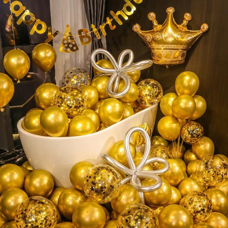 The Party Aisle™ Gold Metallic Balloons 100pcs 12 Inch Helium Balloons ...