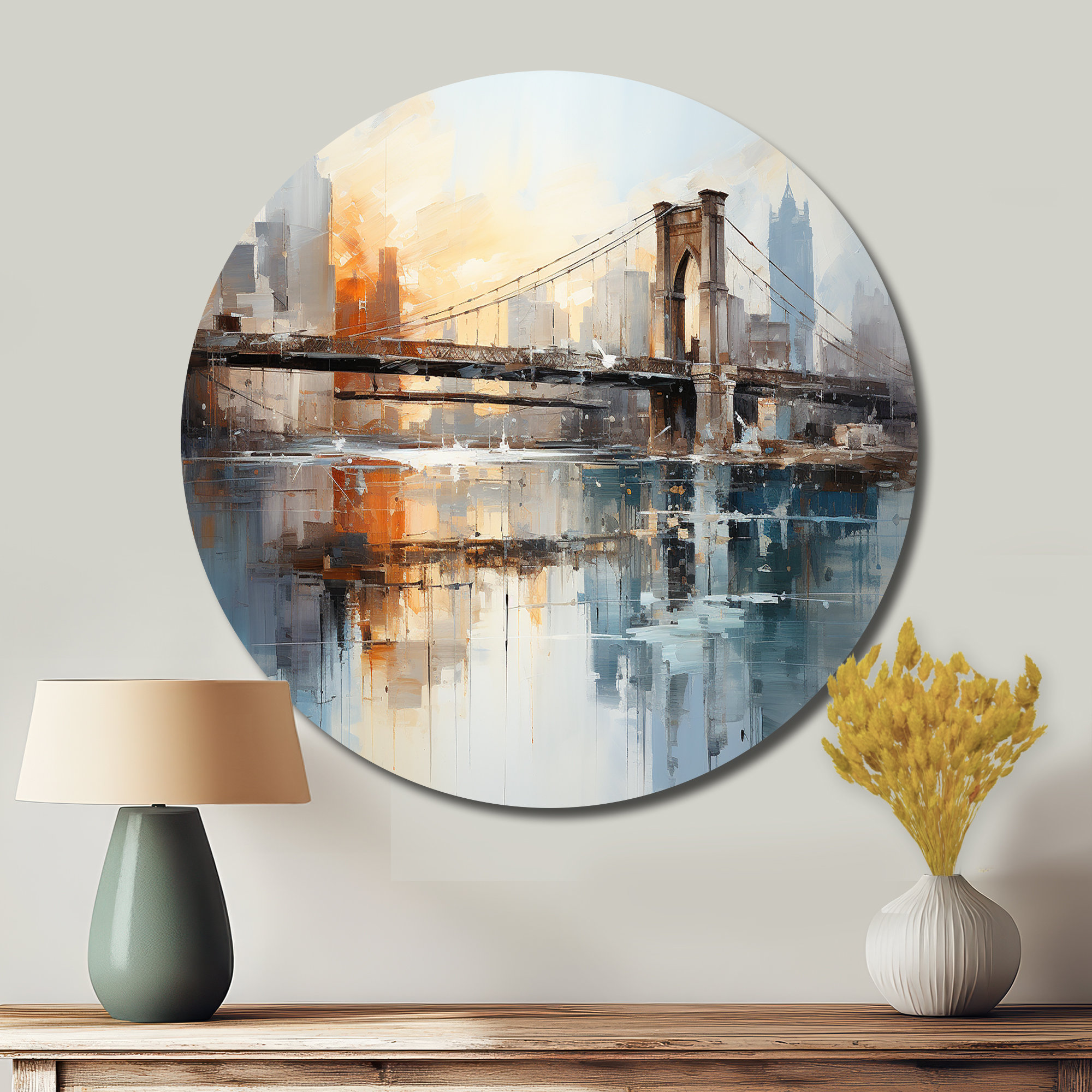Design Art Beige Bridge Reflective Connections - Architecture Round ...