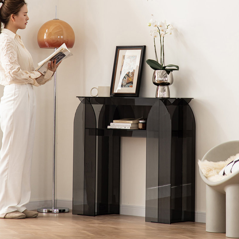 Rite Treasure 43.31" Black Oval Acrylic Console Table | Wayfair