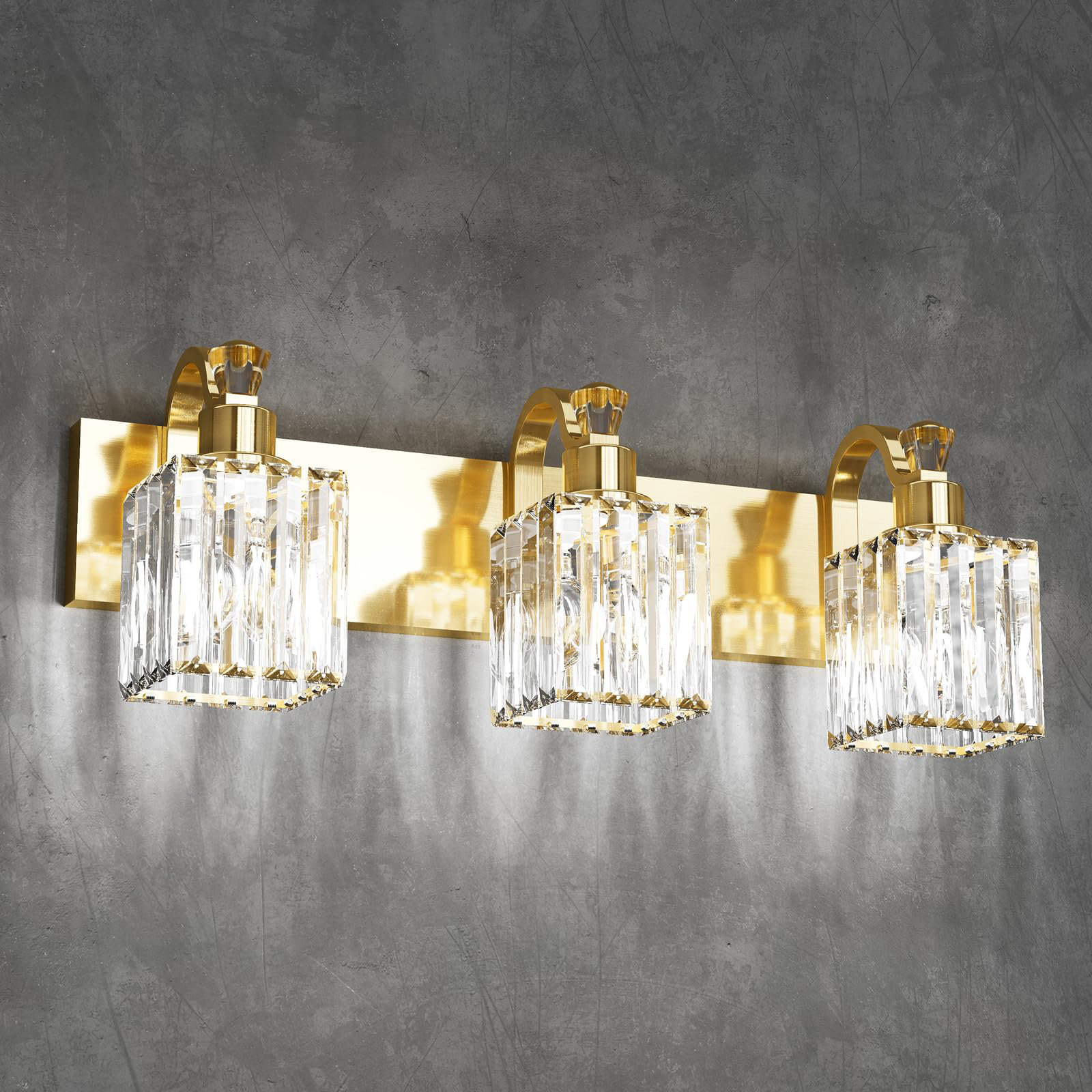 ZACOO 6 Light Crystal Bathroom Vanity Lights Gold Bathroom Light ...
