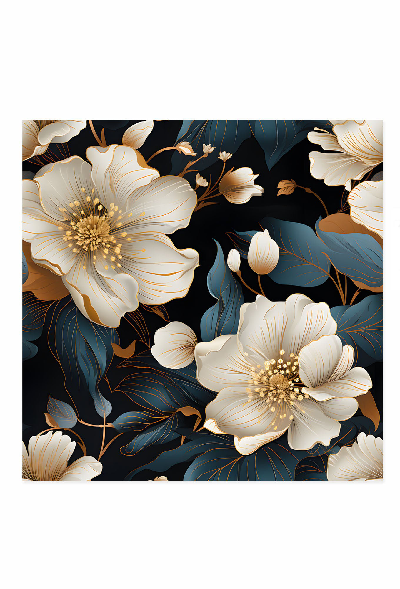 Winston Porter Floral Golden Luse Flowers III Modern Unframed Art Print ...