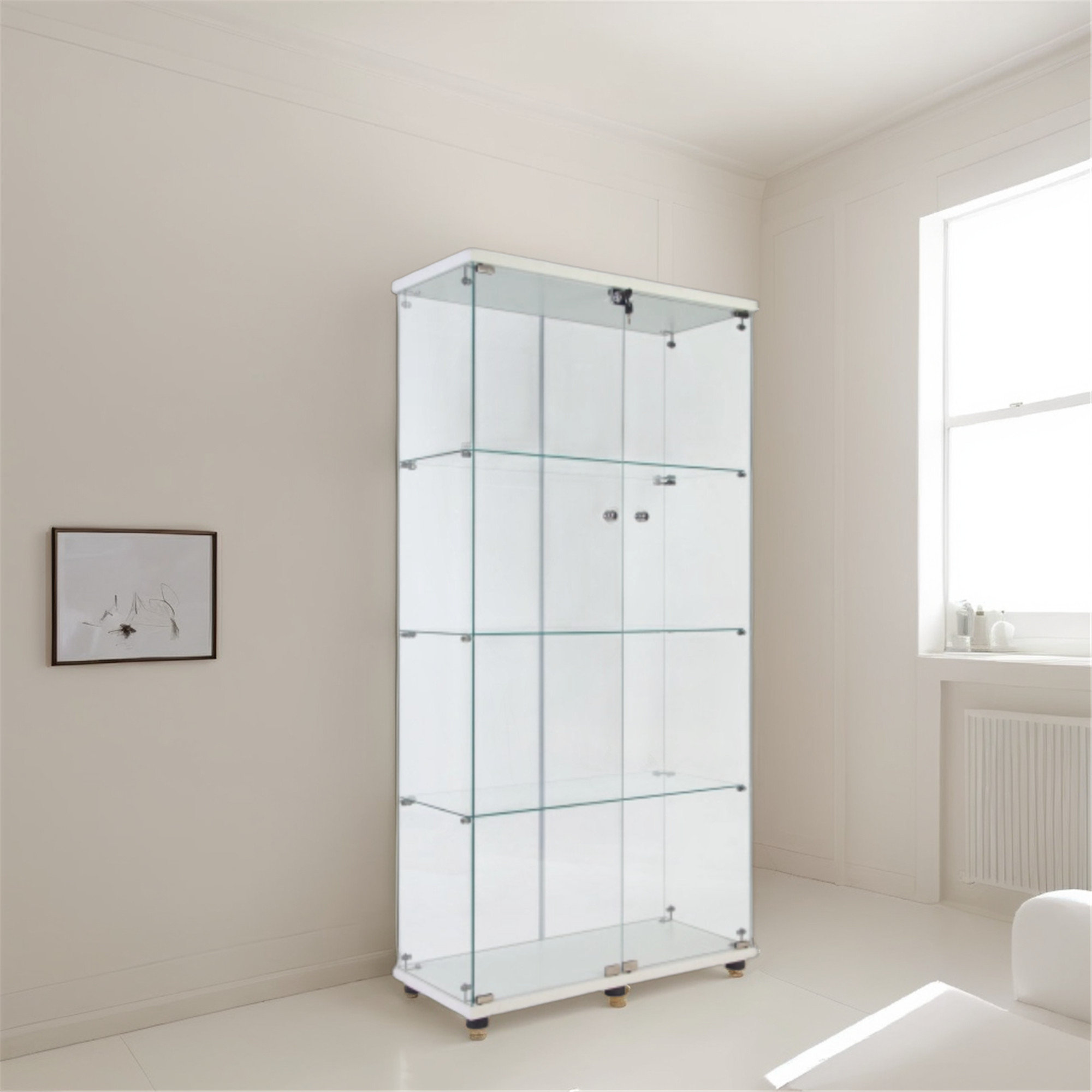 Wrought Studio™ Dejoode Glass Display Cabinet with 4 Shelves and 2 Door ...