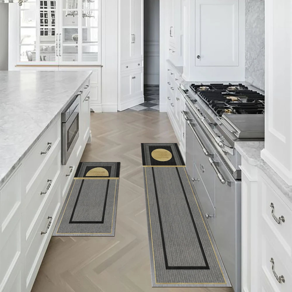 Mercer41 2 Pieces Modern Dark Gray Kitchen Runner Mats Non-slip ...