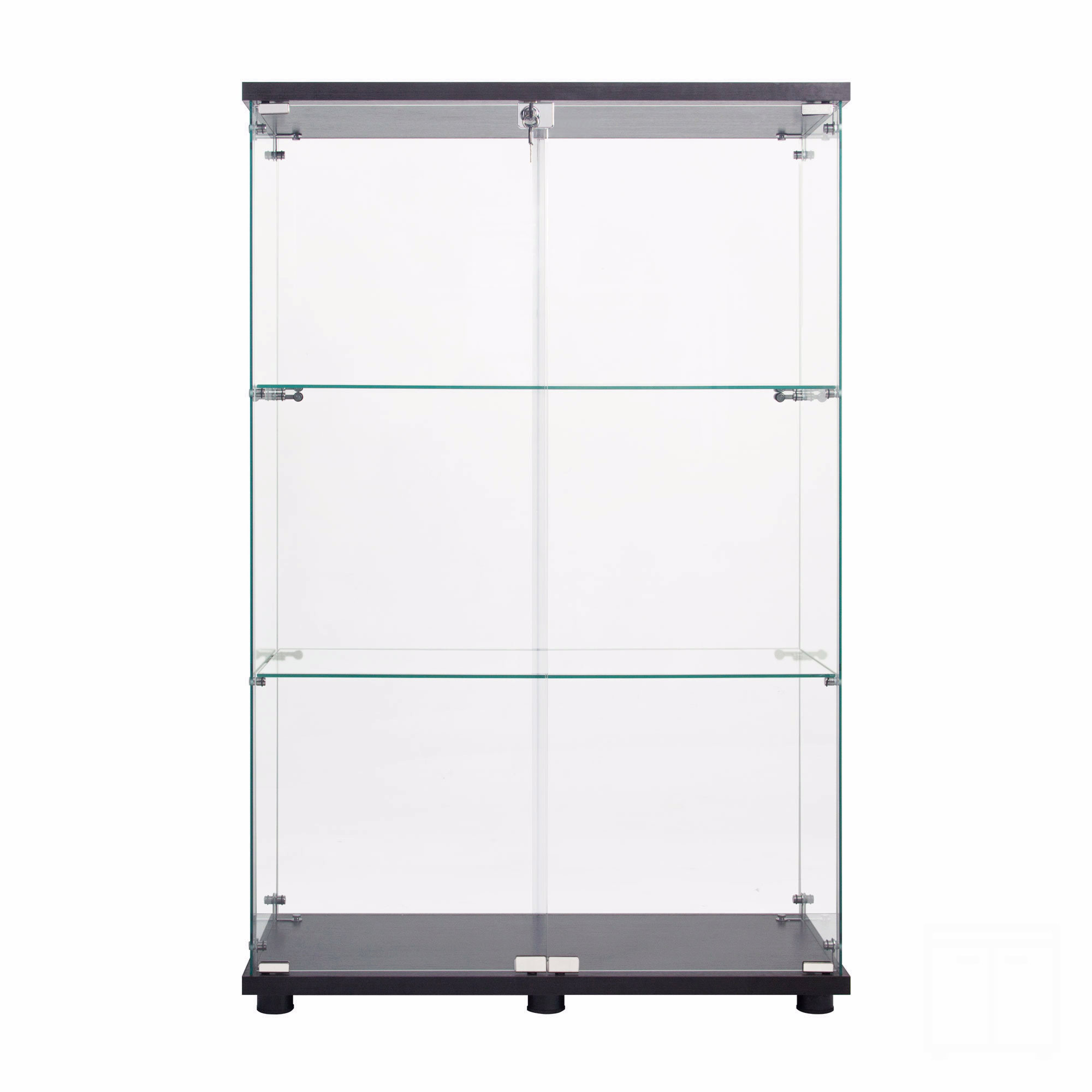 Red Barrel Studio® Two Door Glass Cabinet Glass Display Cabinet With 3 ...
