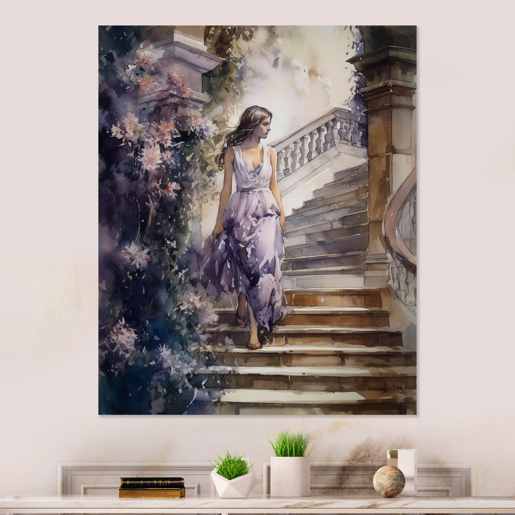 House of Hampton® Stunning Girl By The Stairs IV - Woman Romantic Metal ...