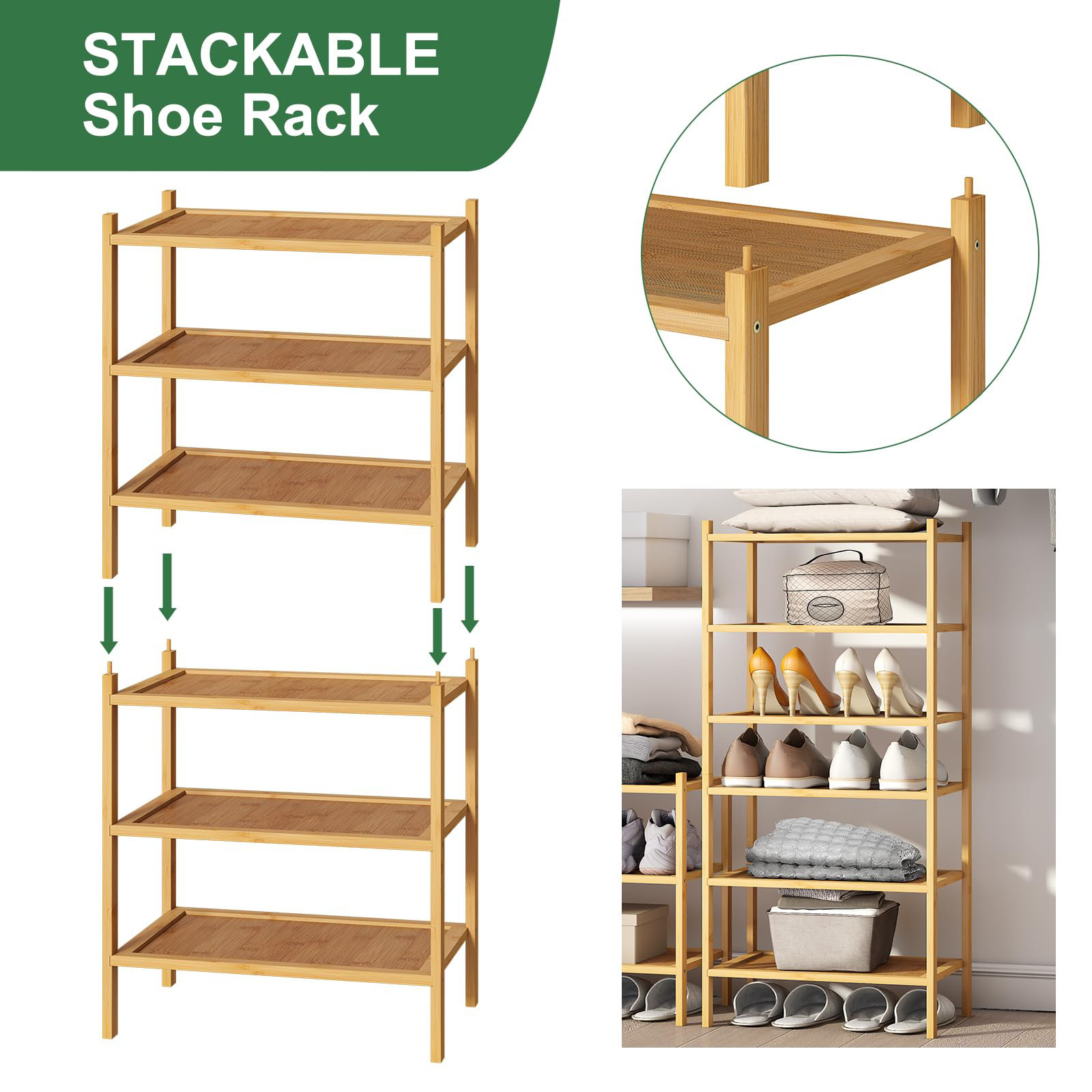 George Oliver Stackable 6-Tier Shoe Rack 36" - Organize Your Hallway ...