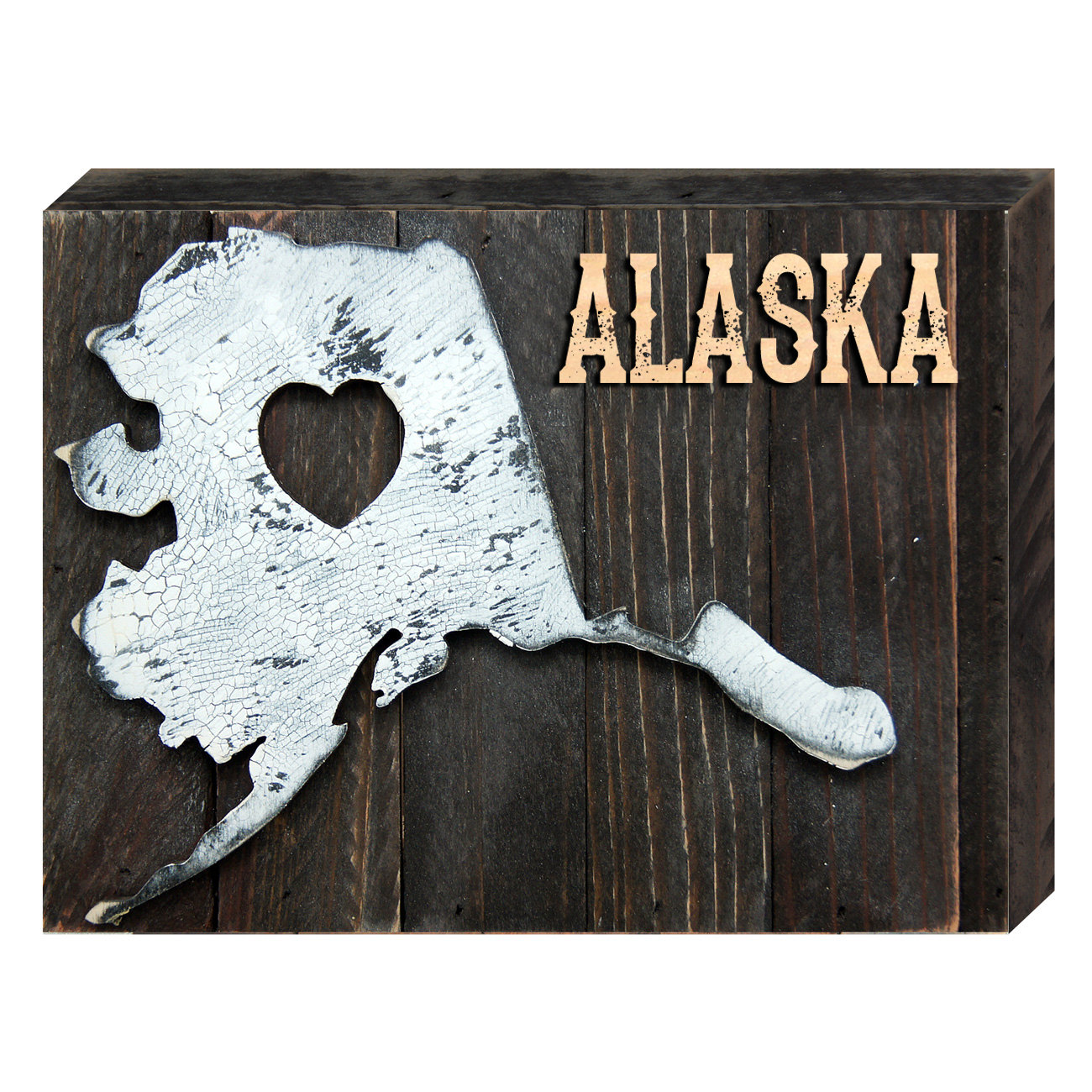 Designocracy I Love Alaska State Art on Reclaimed Wooden Board Wall ...