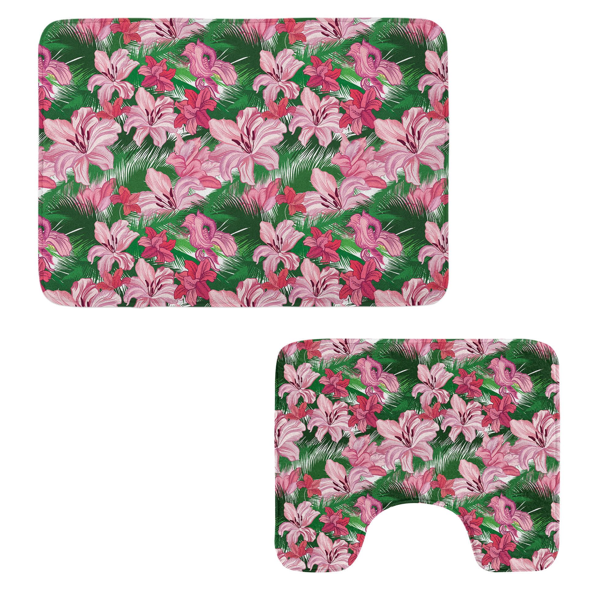 East Urban Home Jungle Bathroom Rug Set 2 Pieces Rectangle & Contour ...