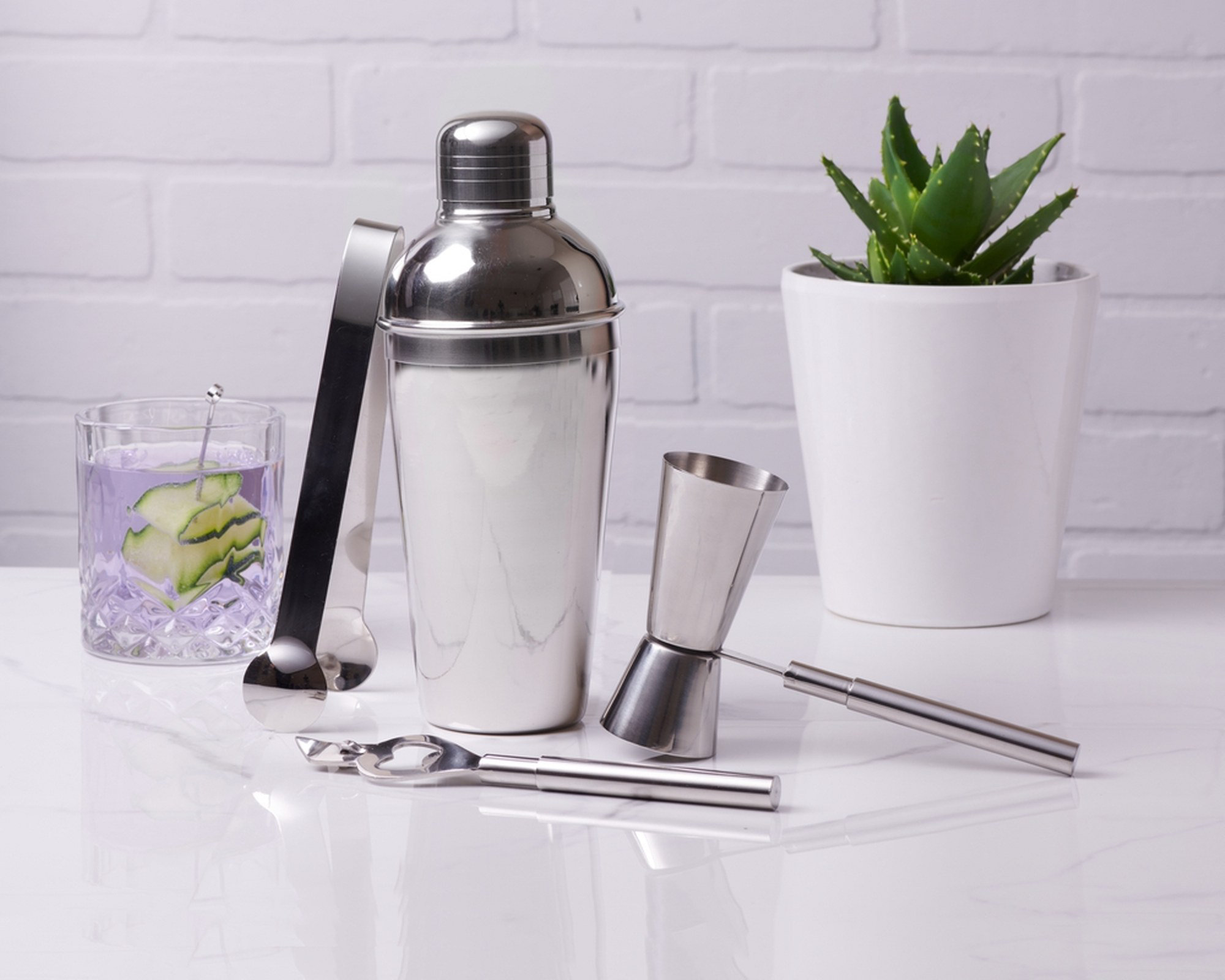 Prep & Savour 4 Piece Bar Tool Gift Set Stainless Steel Cocktail Making ...