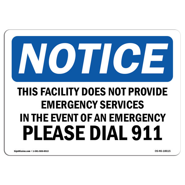 SignMission This Facility Does Not Provide Emergency Sign | Wayfair