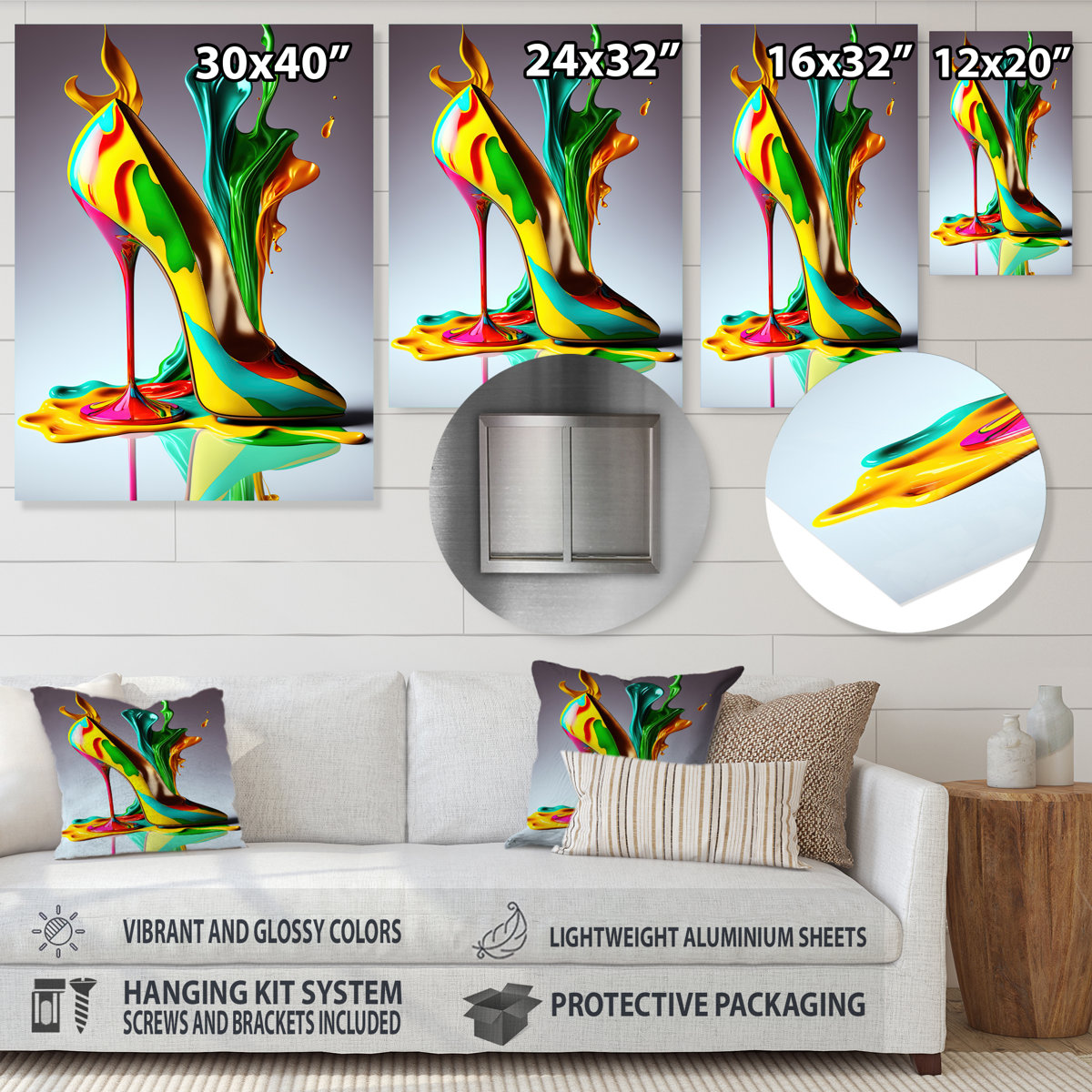 Ivy Bronx Multicolor Glass High Heel Shoe III Fashion Metal Wall Decor ...