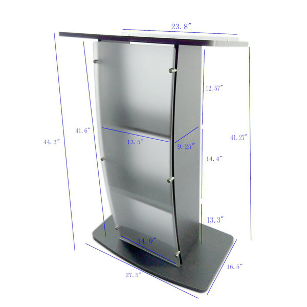 FixtureDisplays 44.3" Tall Podium for Floor, Curved Frosted Front ...