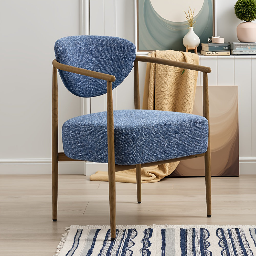 Latitude Run® Set Of 2 Blue Woven Fabric Arm Chairs - Foam Padded ...