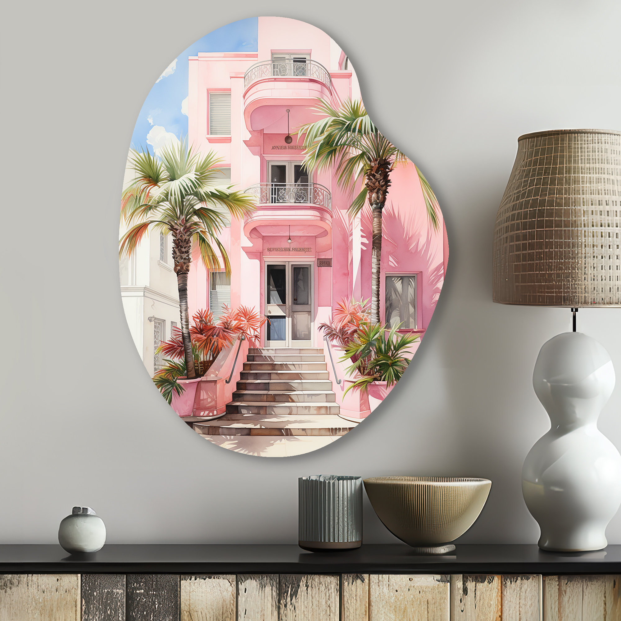 Design Art Pink Miami Artful Facades II - Miami Pear Shape Irregular ...
