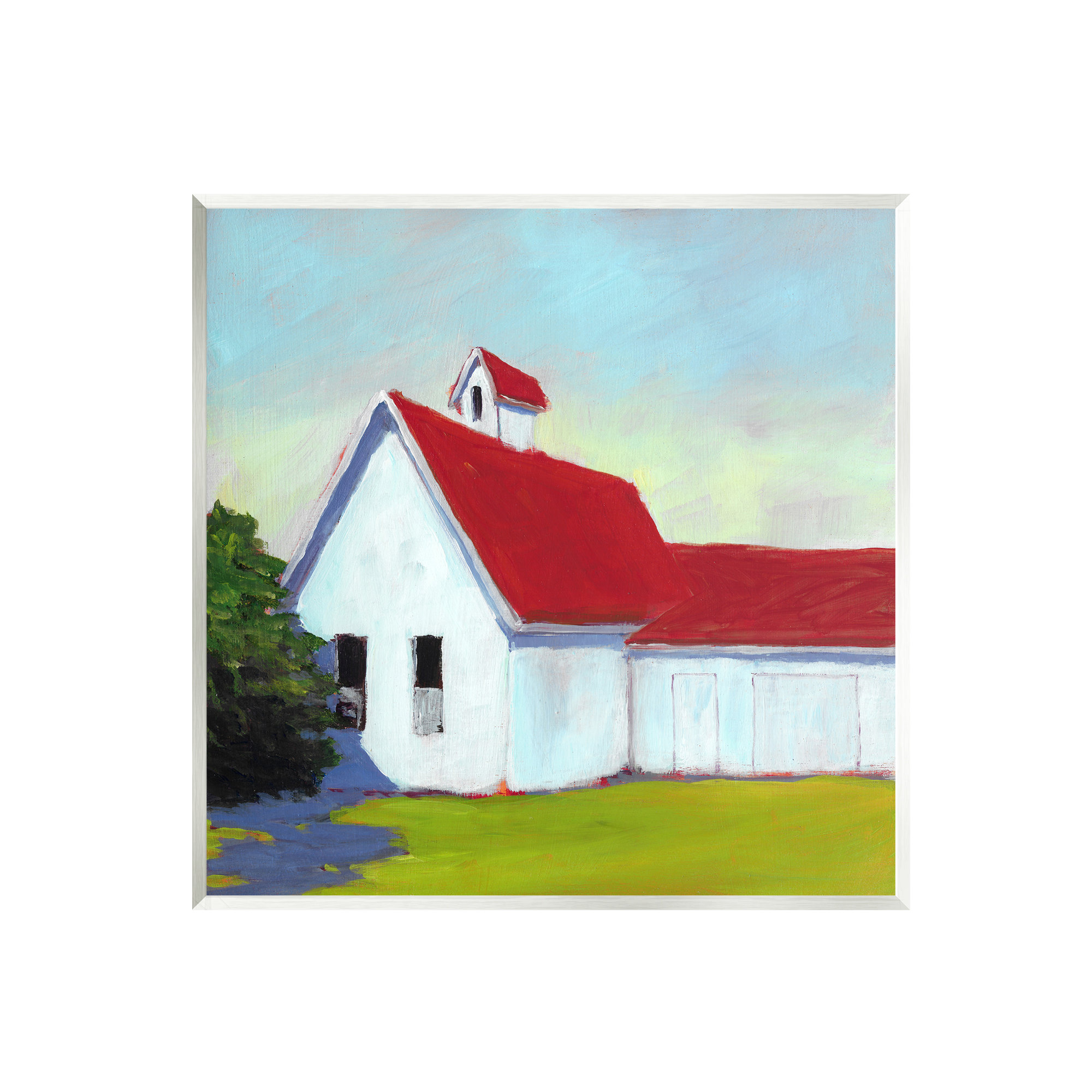 Stupell Industries Red & White Farm Cottage On Wood by Carol Young ...