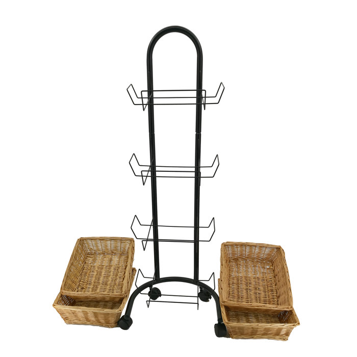 Bayou Breeze® 4 Tier Basket Stand Wicker Basket Bakery Rack Produce ...