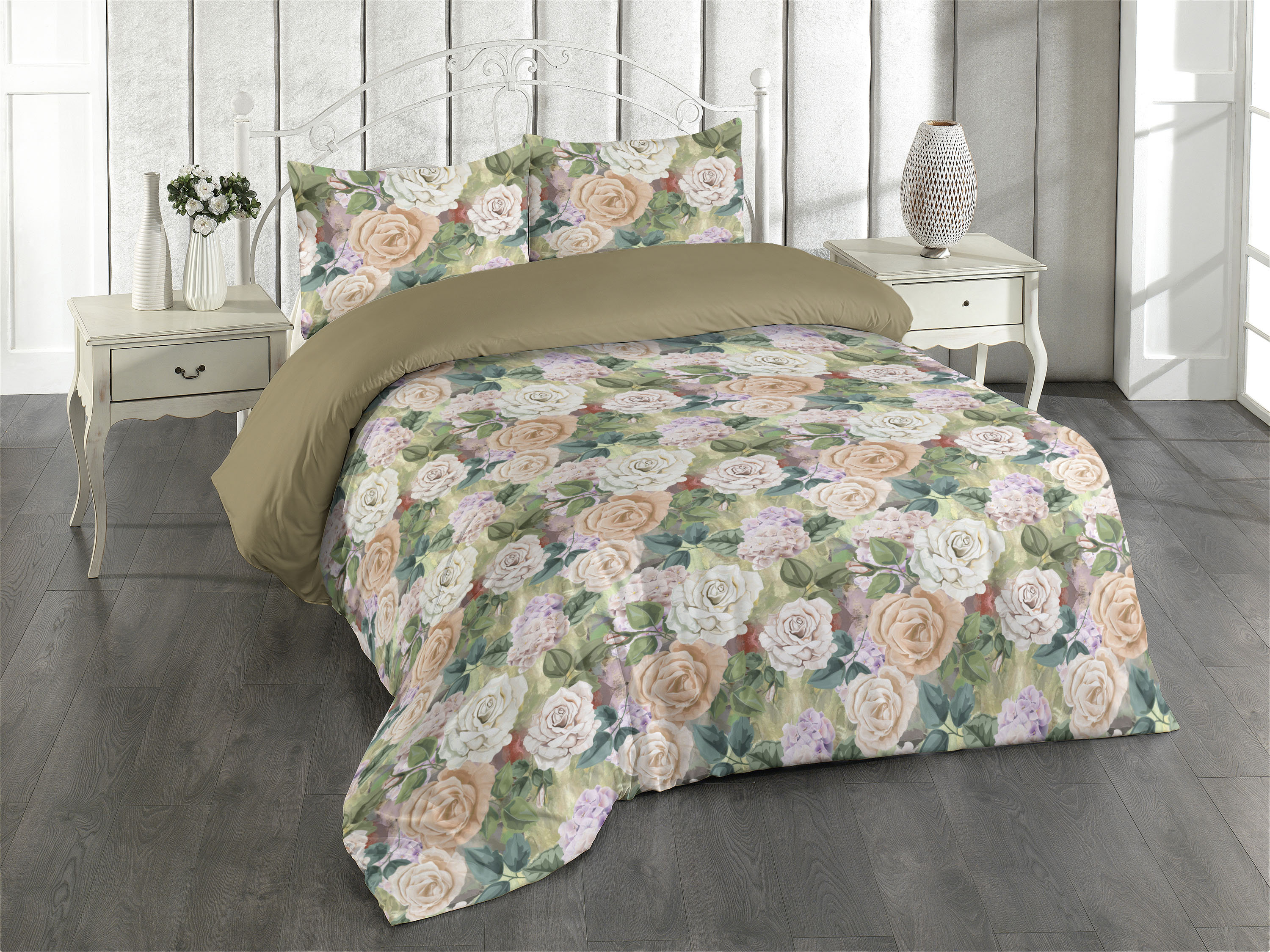 Ambesonne Floral Design Duvet Cover Set Nostalgic Rose Art Peacock ...