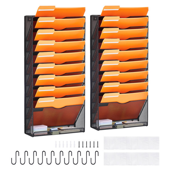 VEVOR File Wall Rack Mesh Wall File Holder 2-Piece 10 Pockets for ...