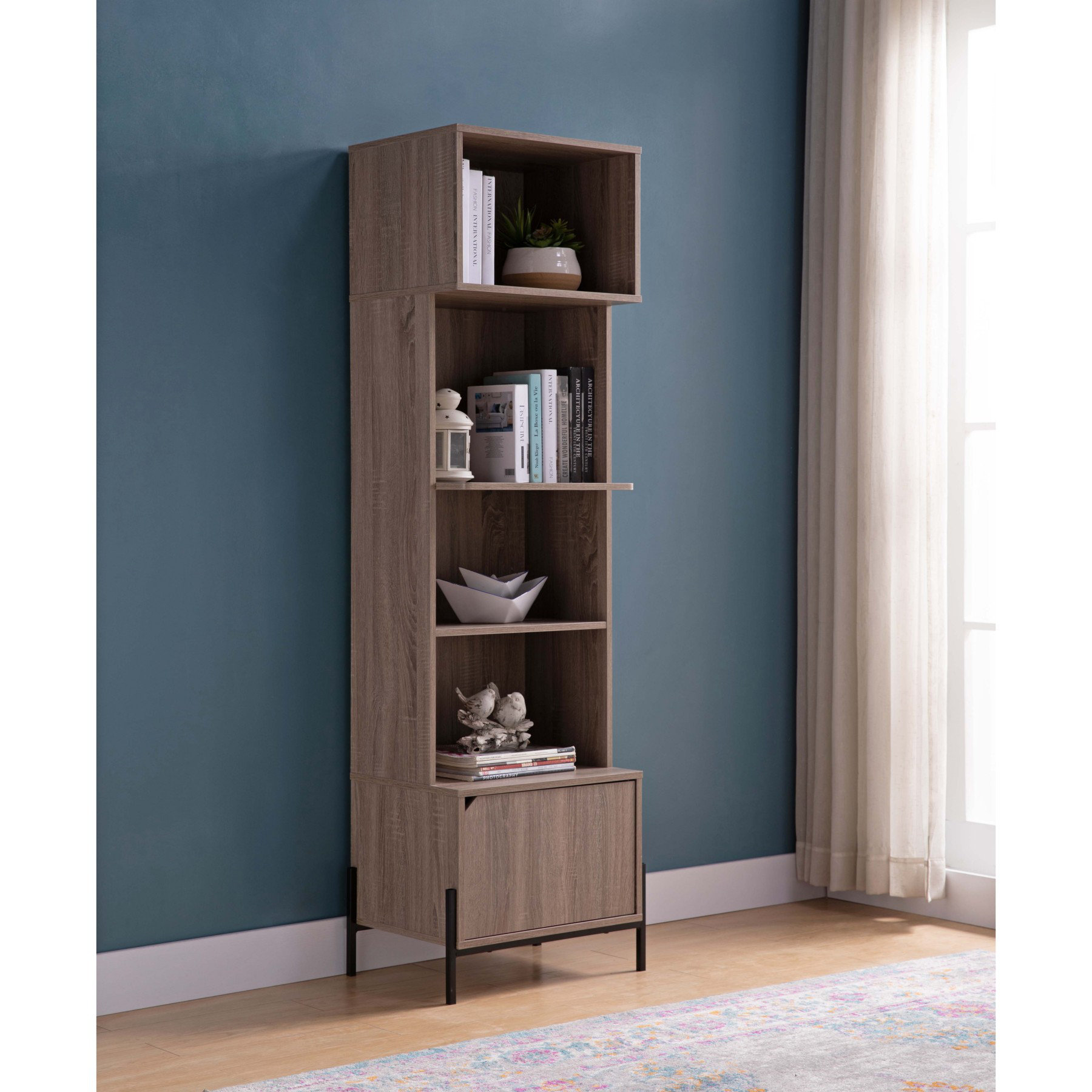 Latitude Run® Bakers Rack, Kitchen Display Storage Cabinet Dark Taupe ...