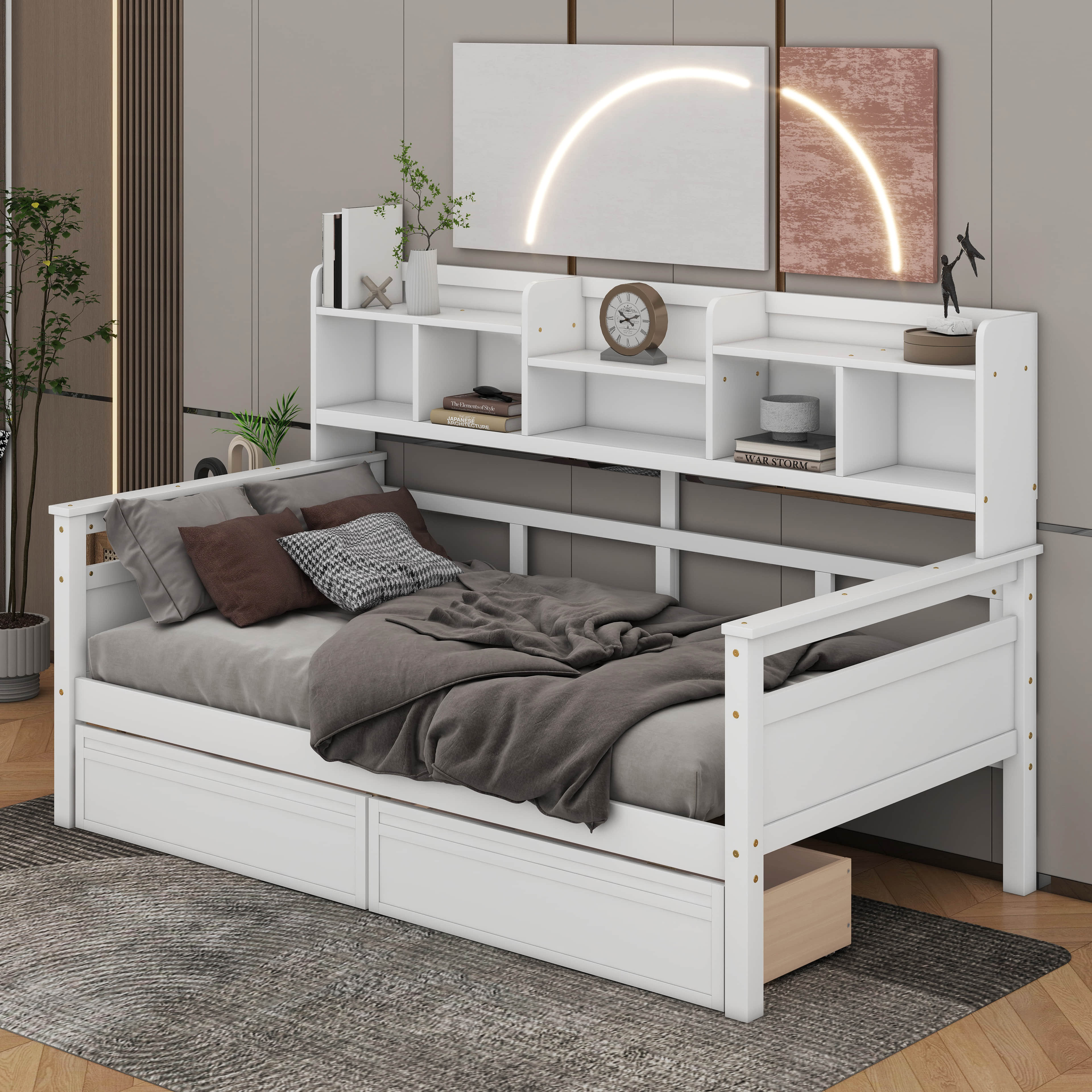 Red Barrel Studio® Daybed With Bedside Shelf And Two Drawers | Wayfair