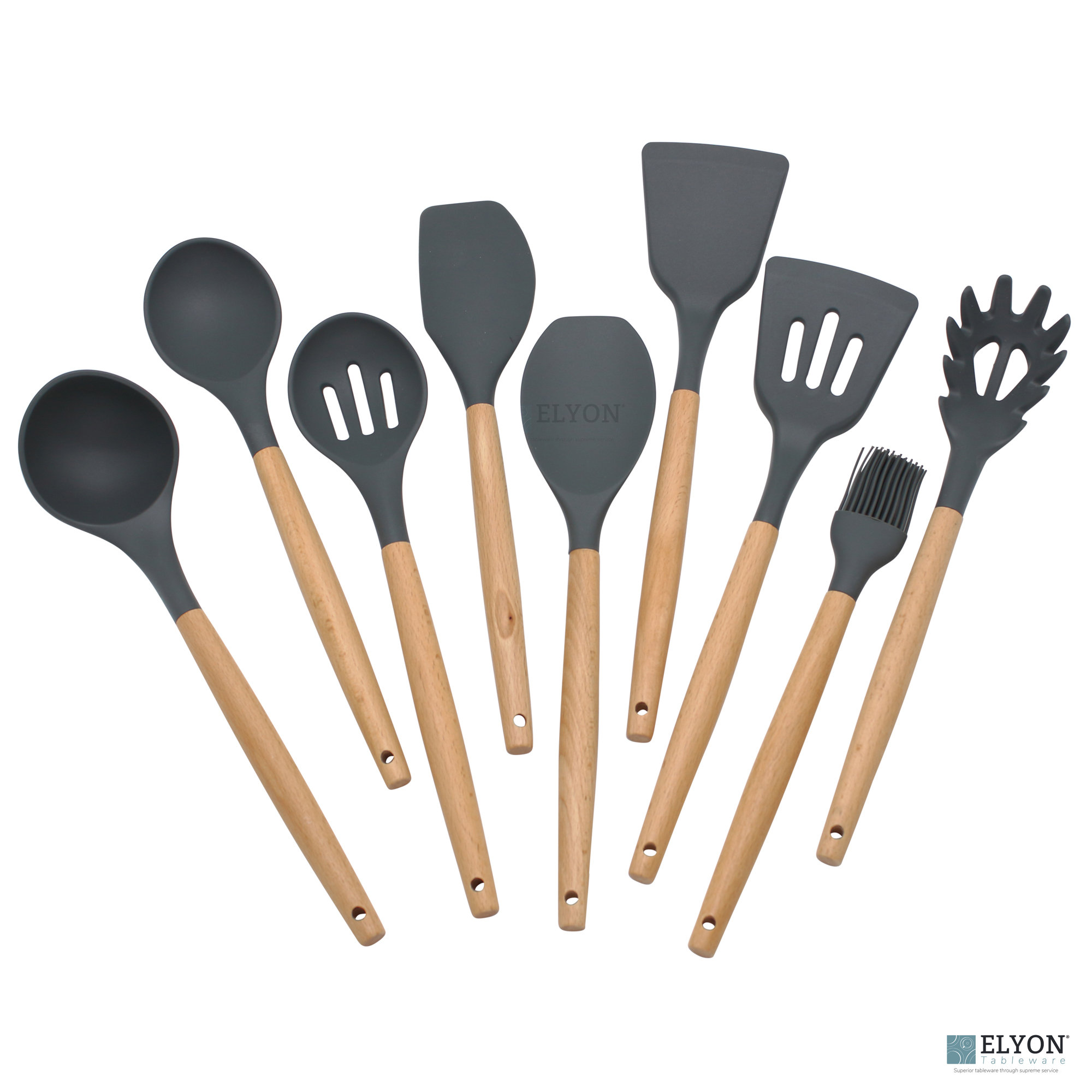 Elyon Tableware 9-Piece Colored Silicone Kitchen Utensil Set & Reviews ...