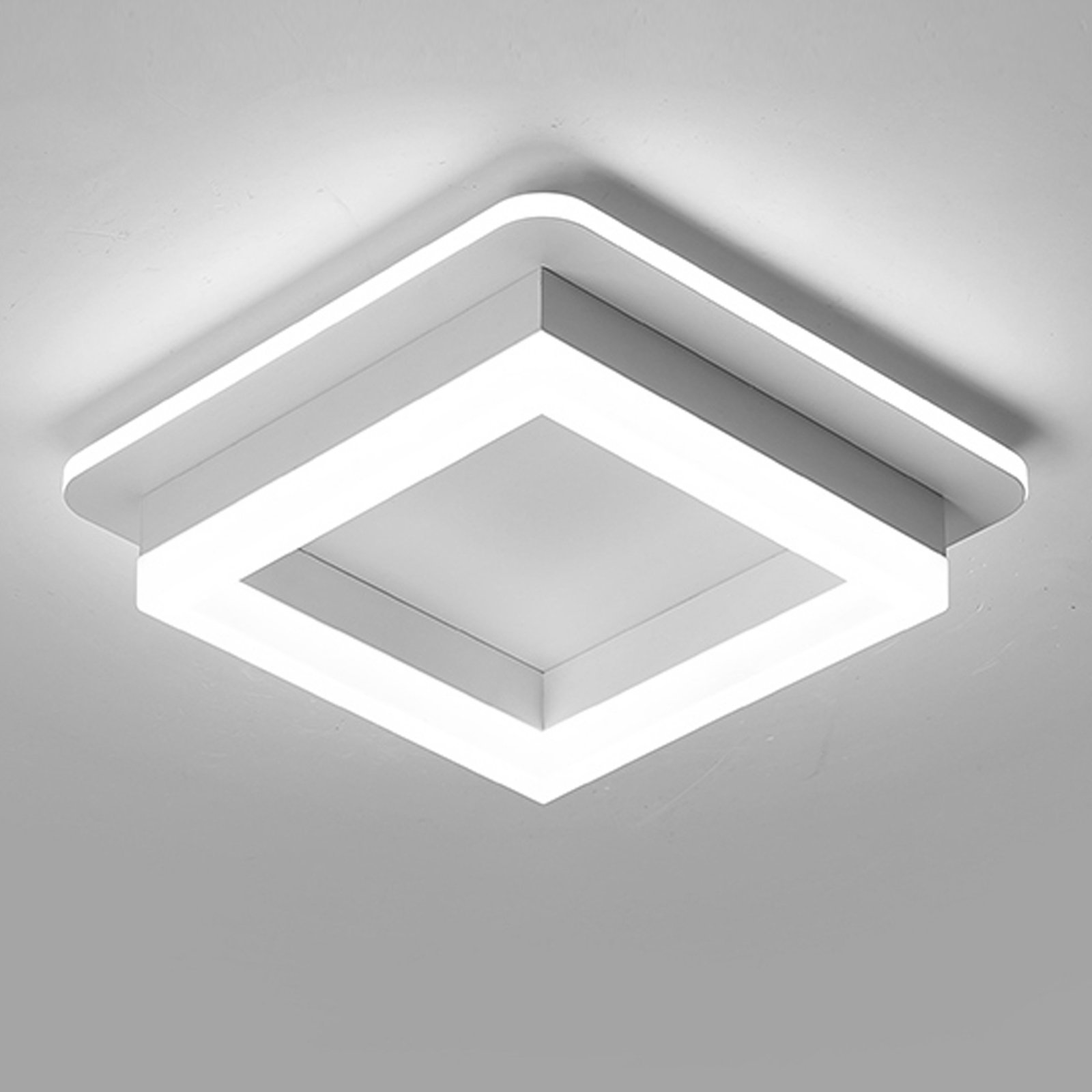 Orren Ellis Modern White Square LED Ceiling Light, 20W Acrylic Metal ...