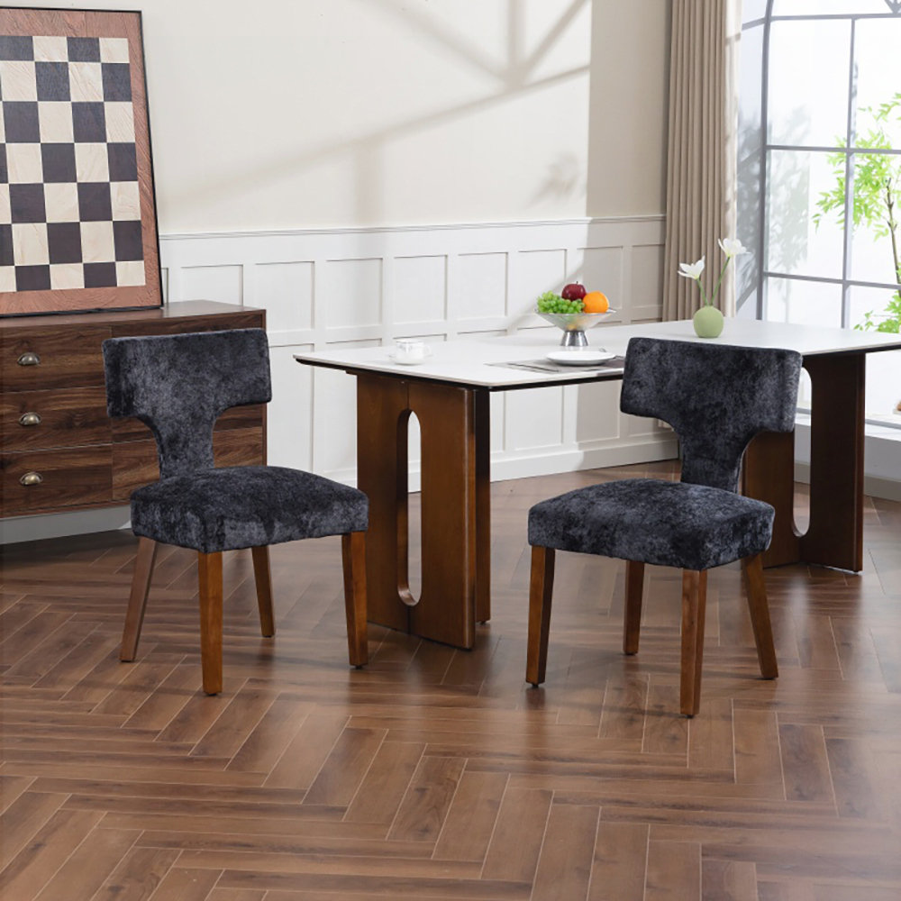 George Oliver Set of 2 Modern Farmhouse Linen Upholstered Dining Chairs ...