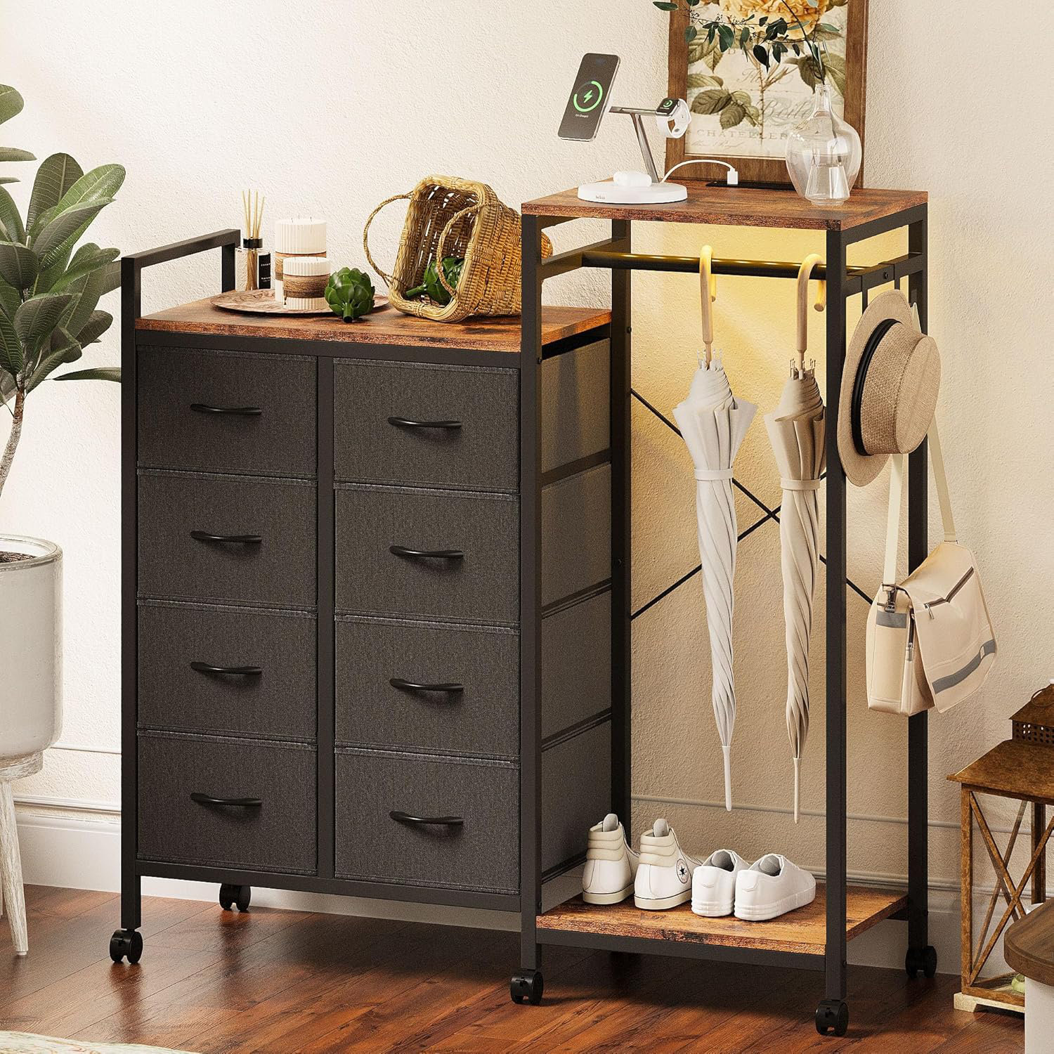 17 Stories Marwa Industrial Style 39.4" W Freestanding Closet Organizer ...