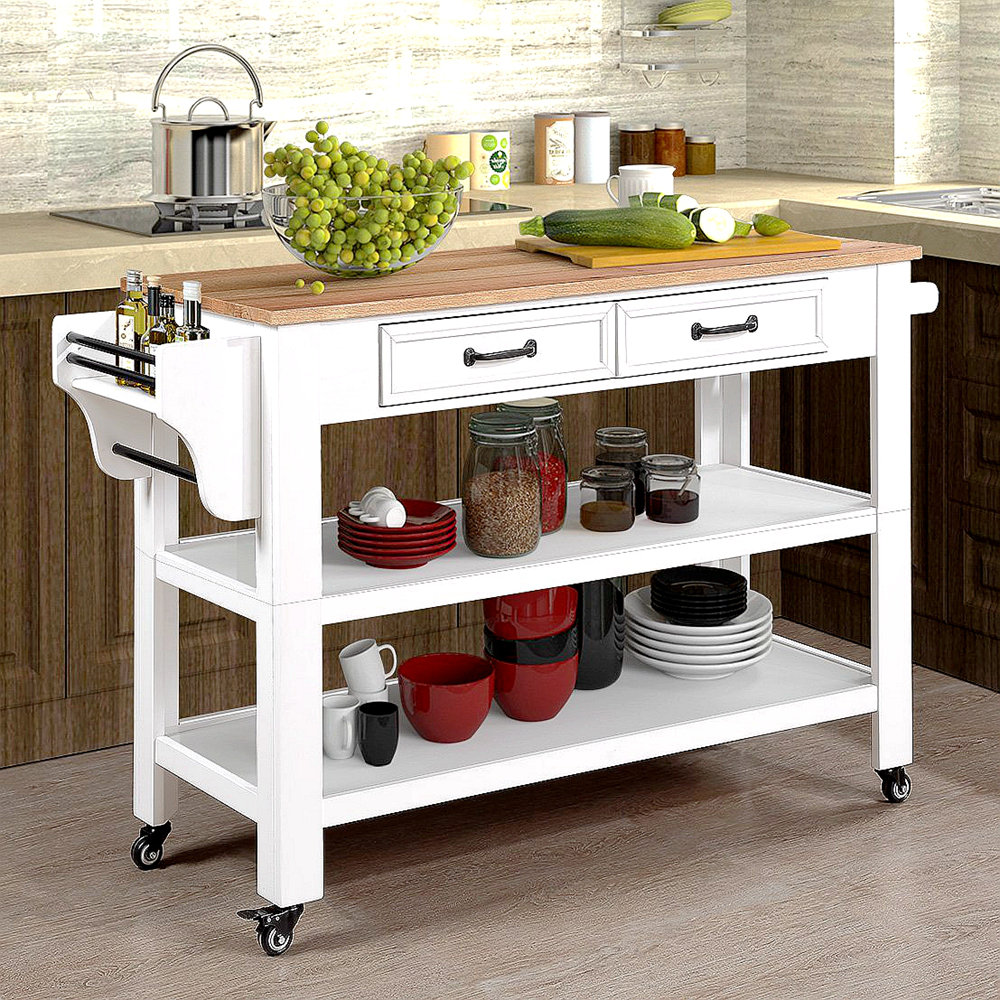 Lark Manor™ 57 Inch Rolling Kitchen Island With Storage,Kitchen Cart ...