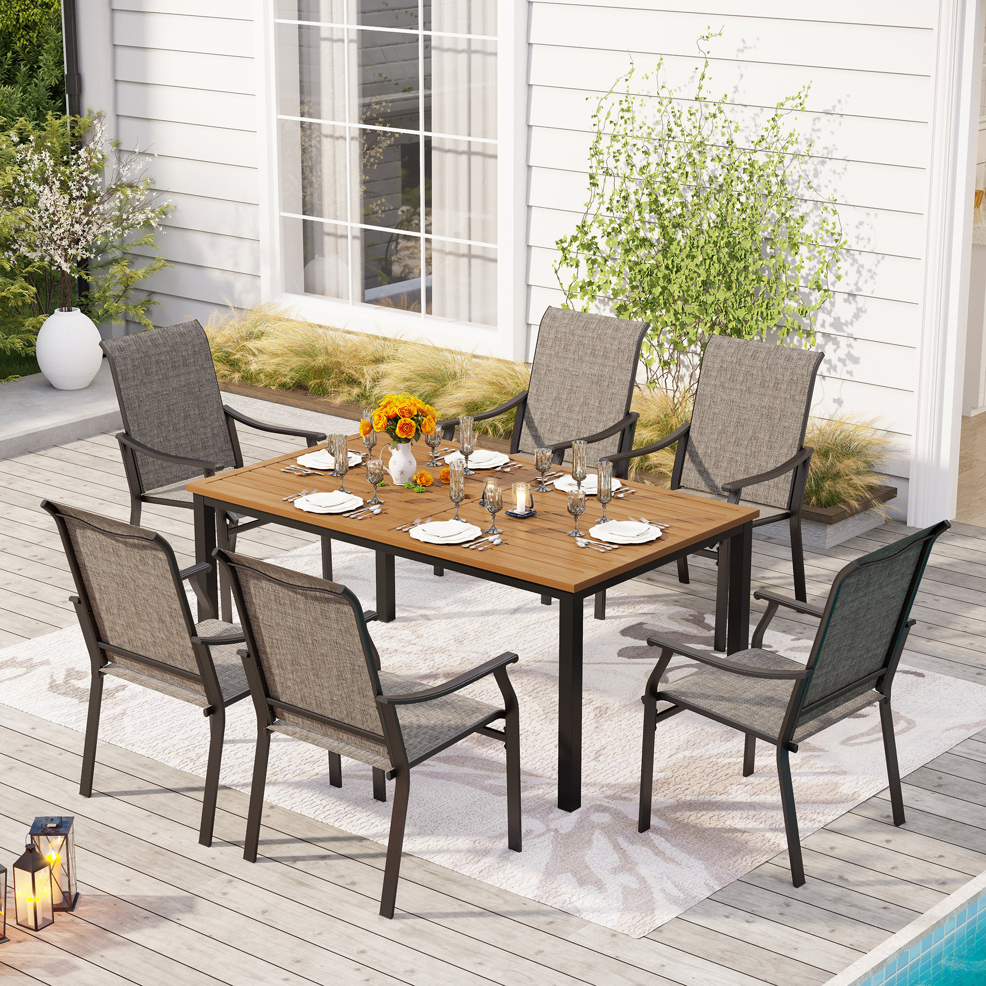 Wildon Home® Basima 6 - Person Rectangular Outdoor Dining Set & Reviews ...