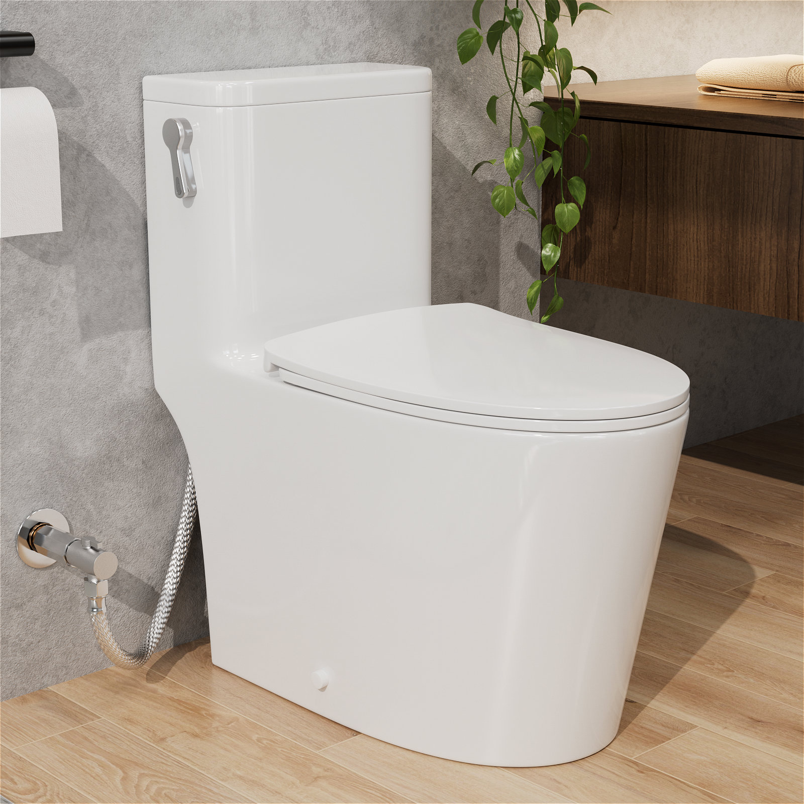GIVING TREE 1.6 Gpf Siphon-jet Flush Elongated One-piece Skirted Toilet ...