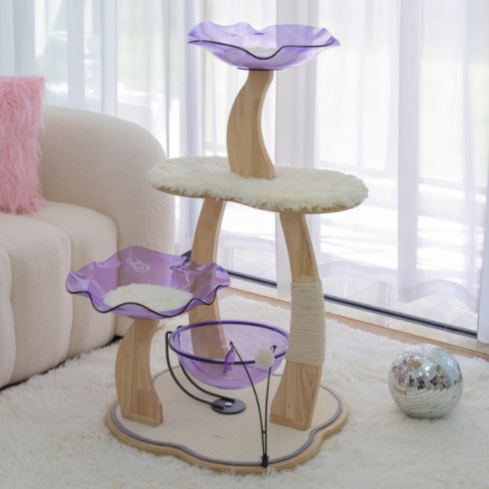Happy & Polly Jellyfish Dream Cat Tree - Violet Blossom Style With Dual ...