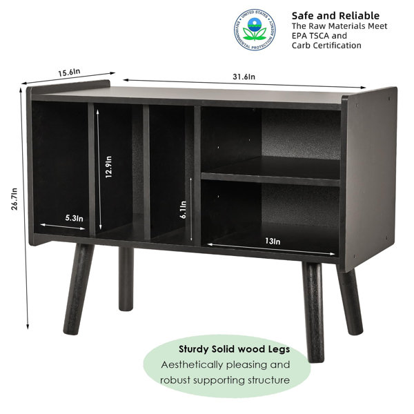 Corrigan Studio Record Player Stand with Vinyl Storage Holds Up to ...