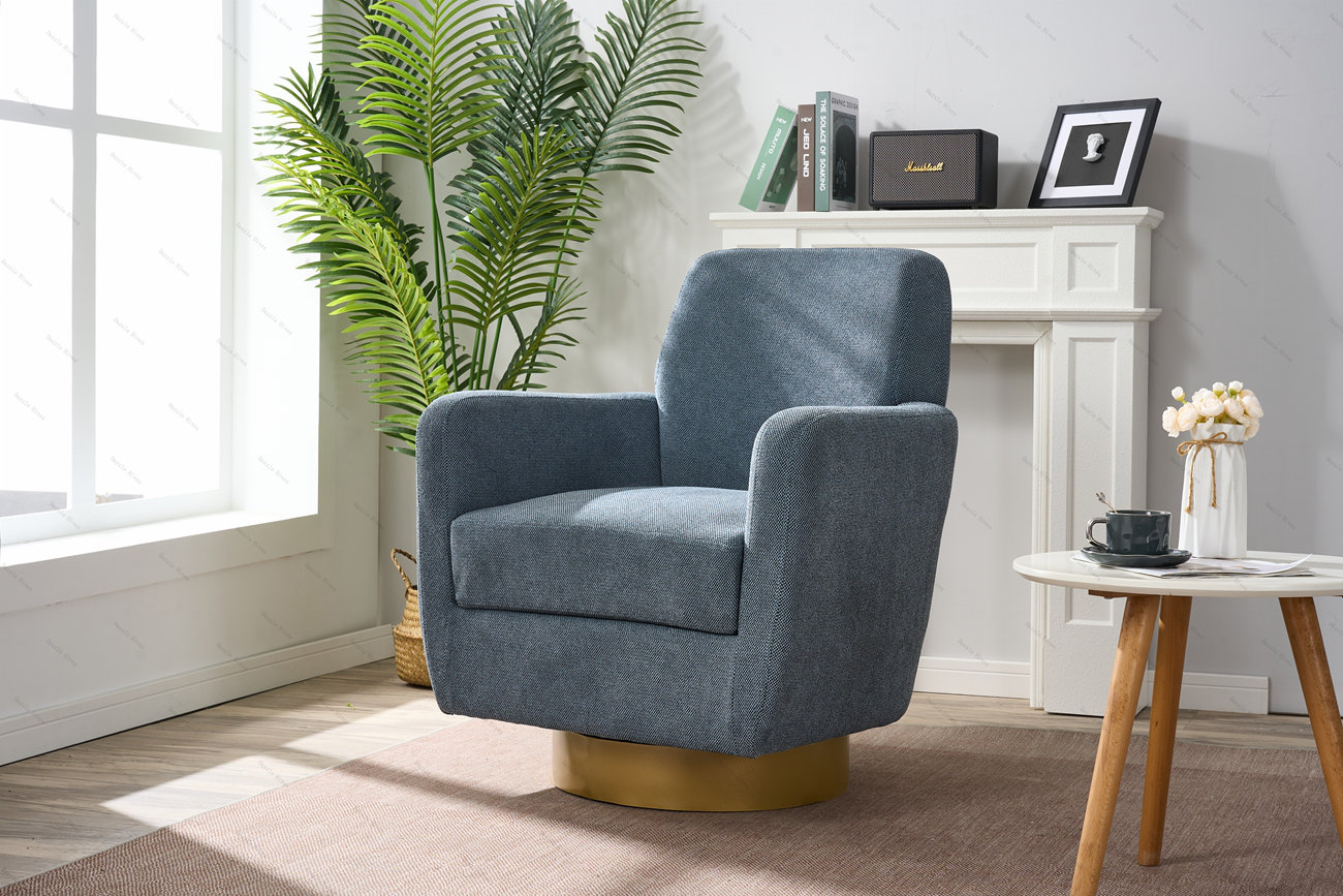 Ebern Designs 360 degree rotating sofa armchair cotton linen skin ...